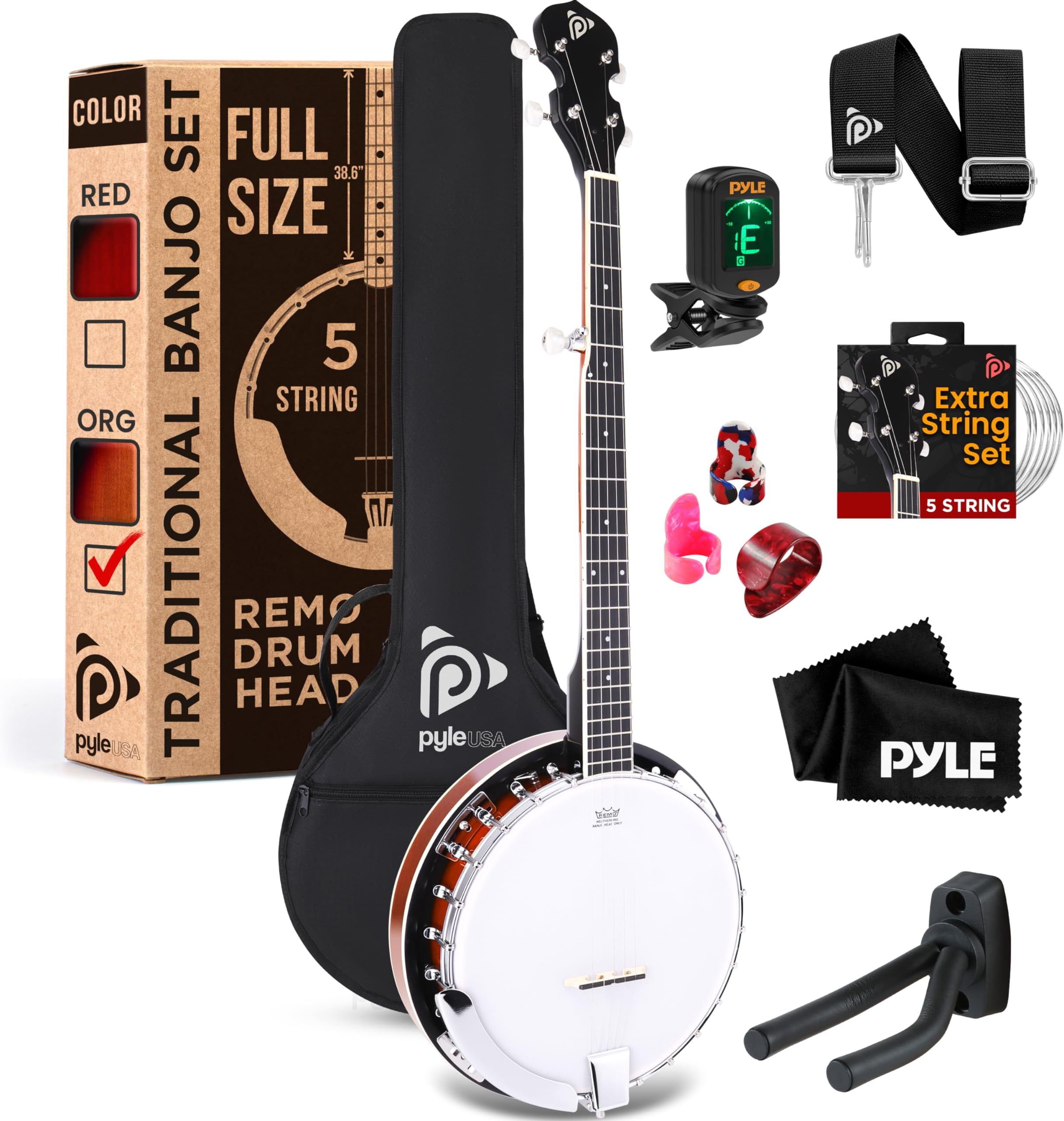 Amazon.com: Pyle Banjo Kit with Remo Head and Sapele Resonator, 39 ...