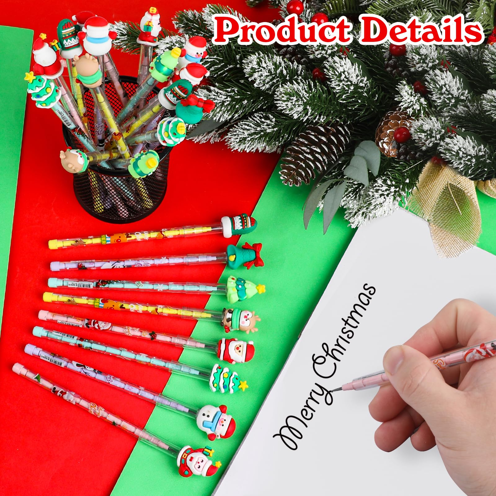 Snapklik.com : FOIMAS 24pcs Christmas Pencils,Multi Point Stackable ...