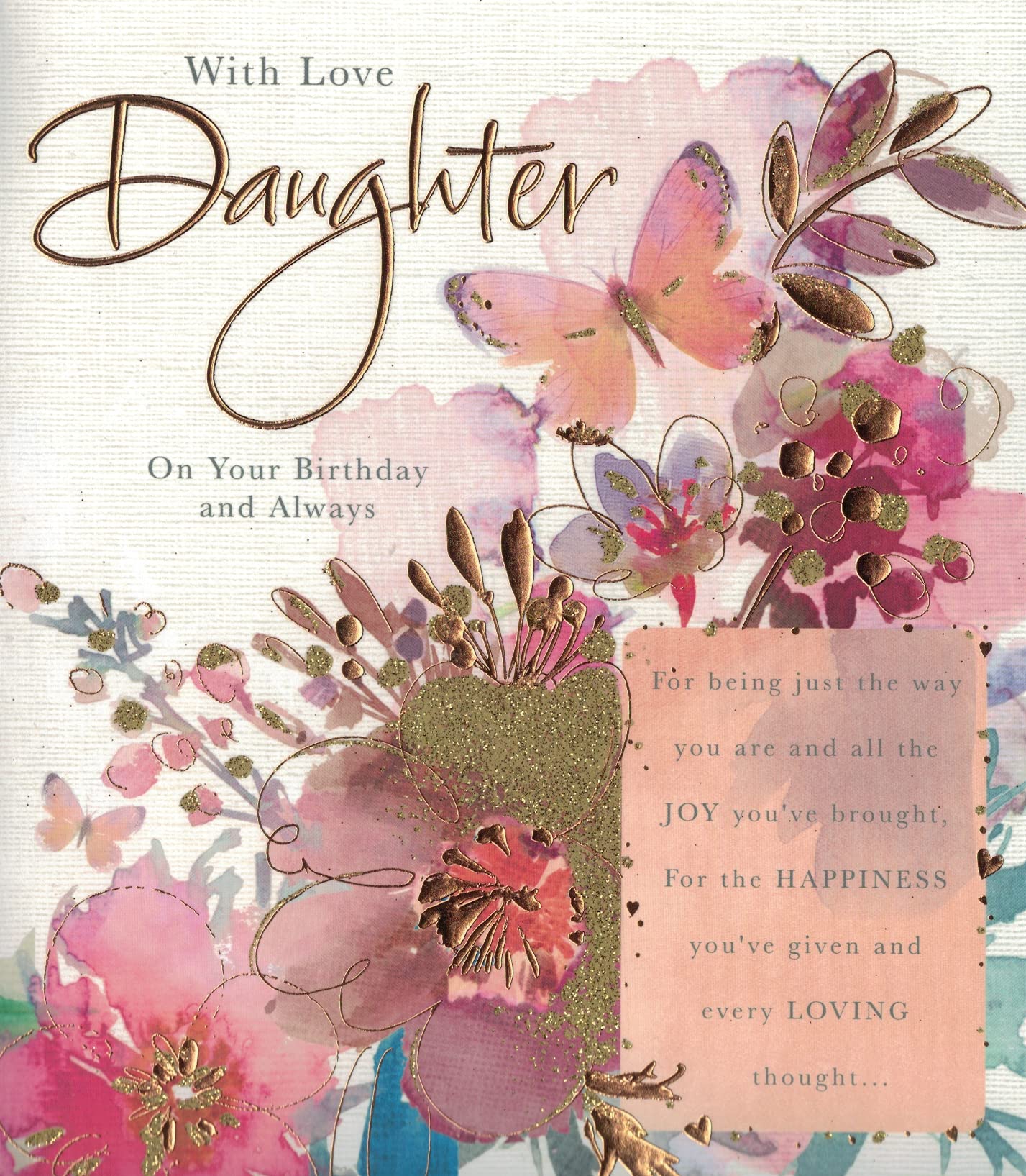 LARGE DAUGHTER BIRTHDAY CARD. ARTISTIC DESIGN. 9 X 7.5 INCHES RS004 ...
