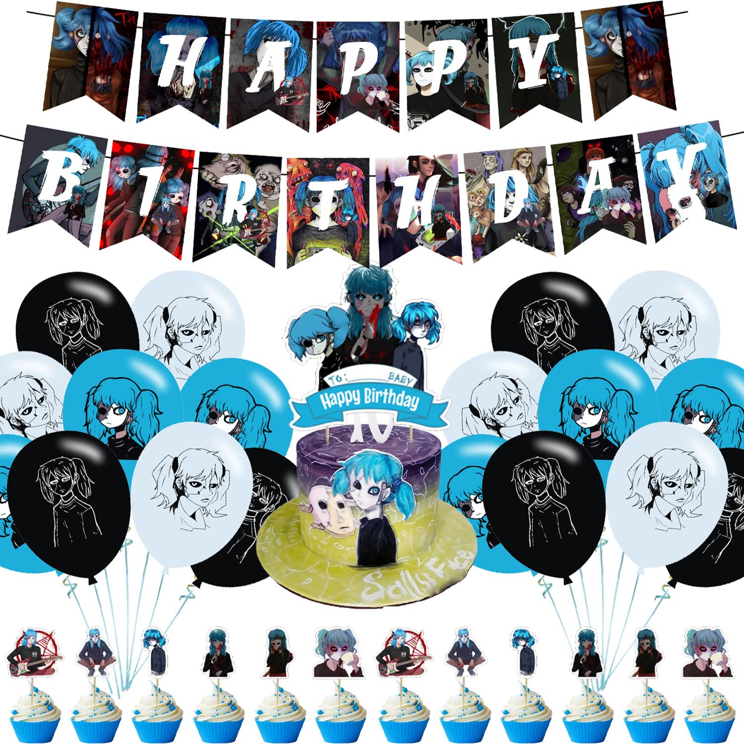 Buy 32 Pcs Sally Face Party Decorations Set Include Happy Birthday ...