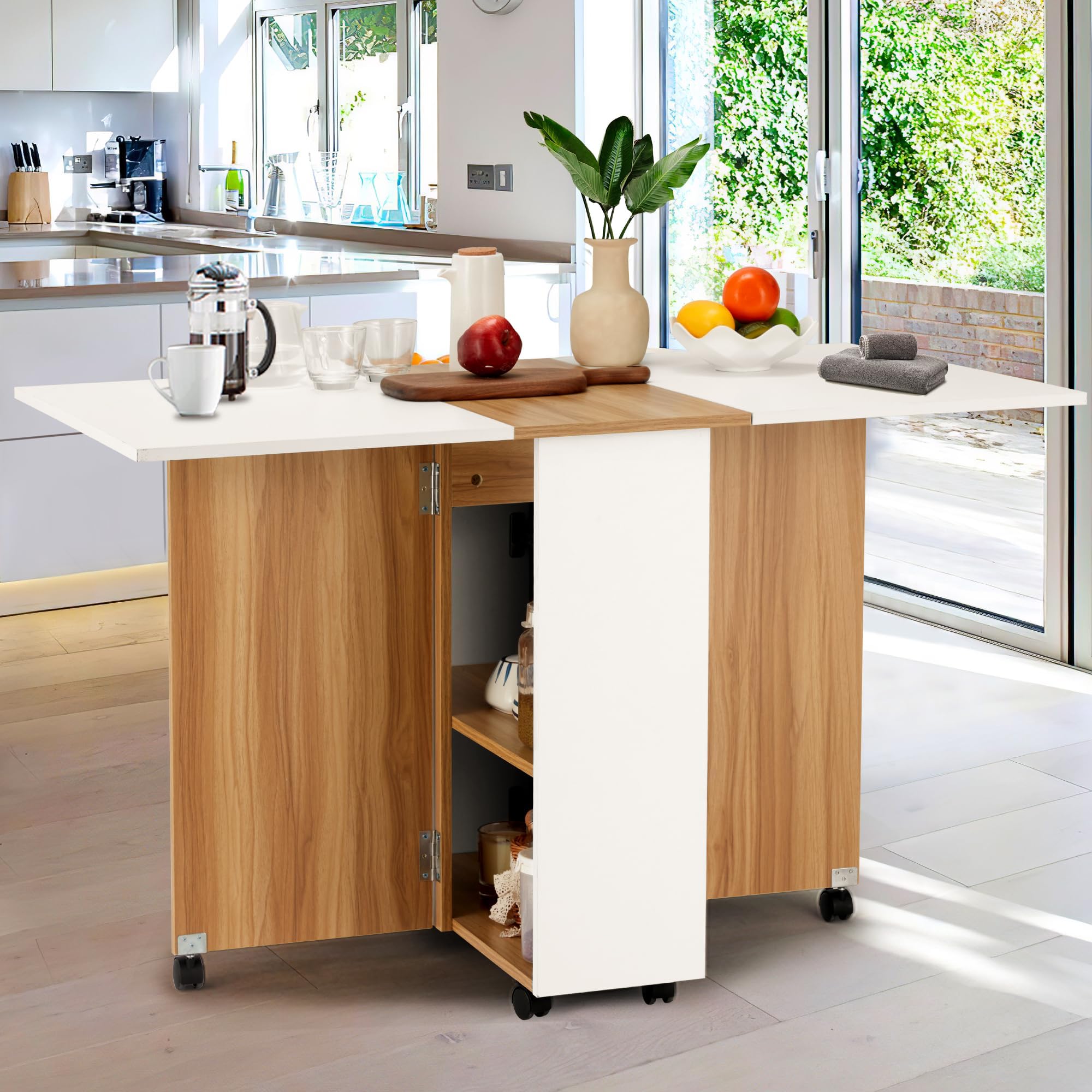 Amazon.com: 3imothrix Folding Dining Table, Foldable Dinner Table with ...