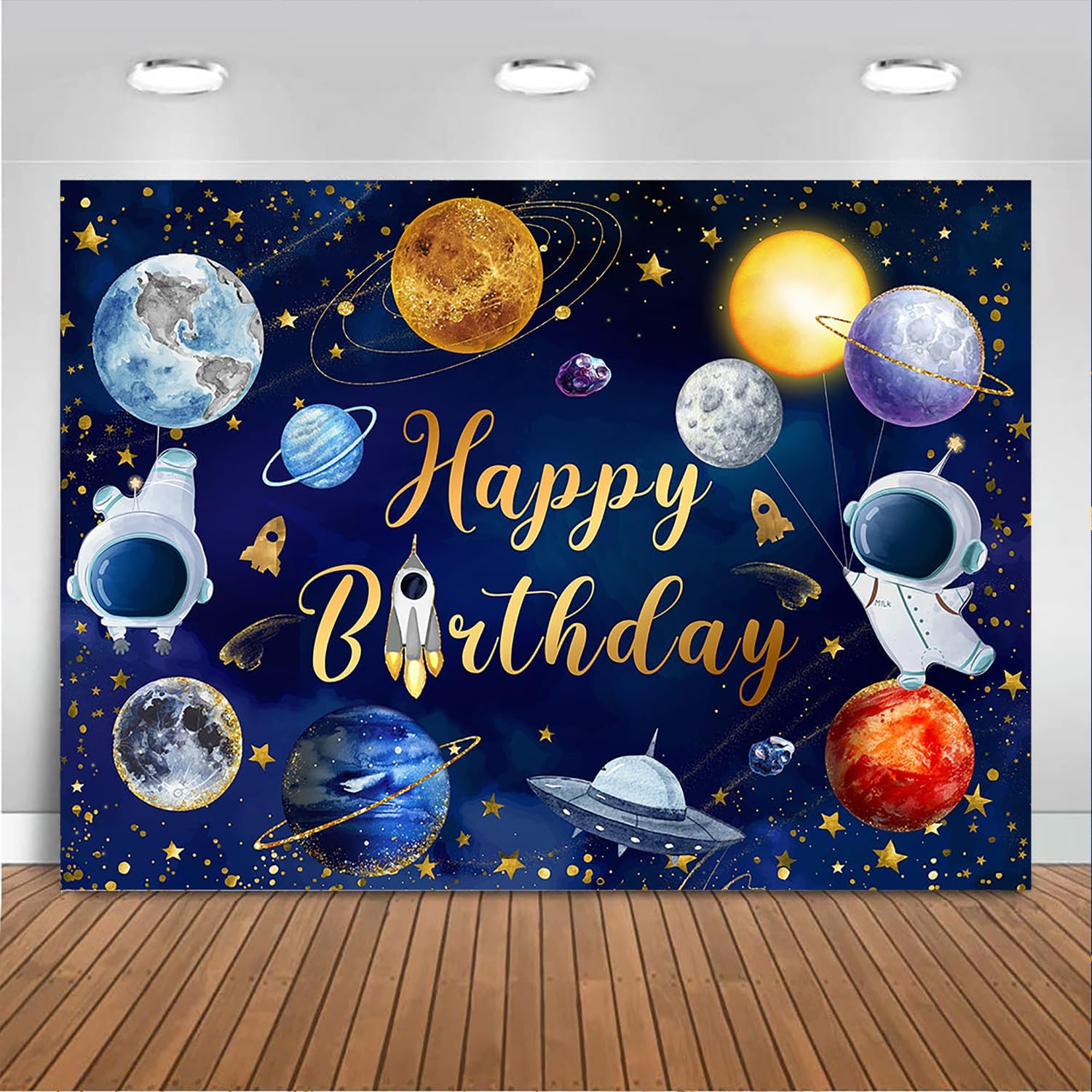 Amazon.com : Mocsicka Space Happy Birthday Backdrop Outer Space Galaxy ...