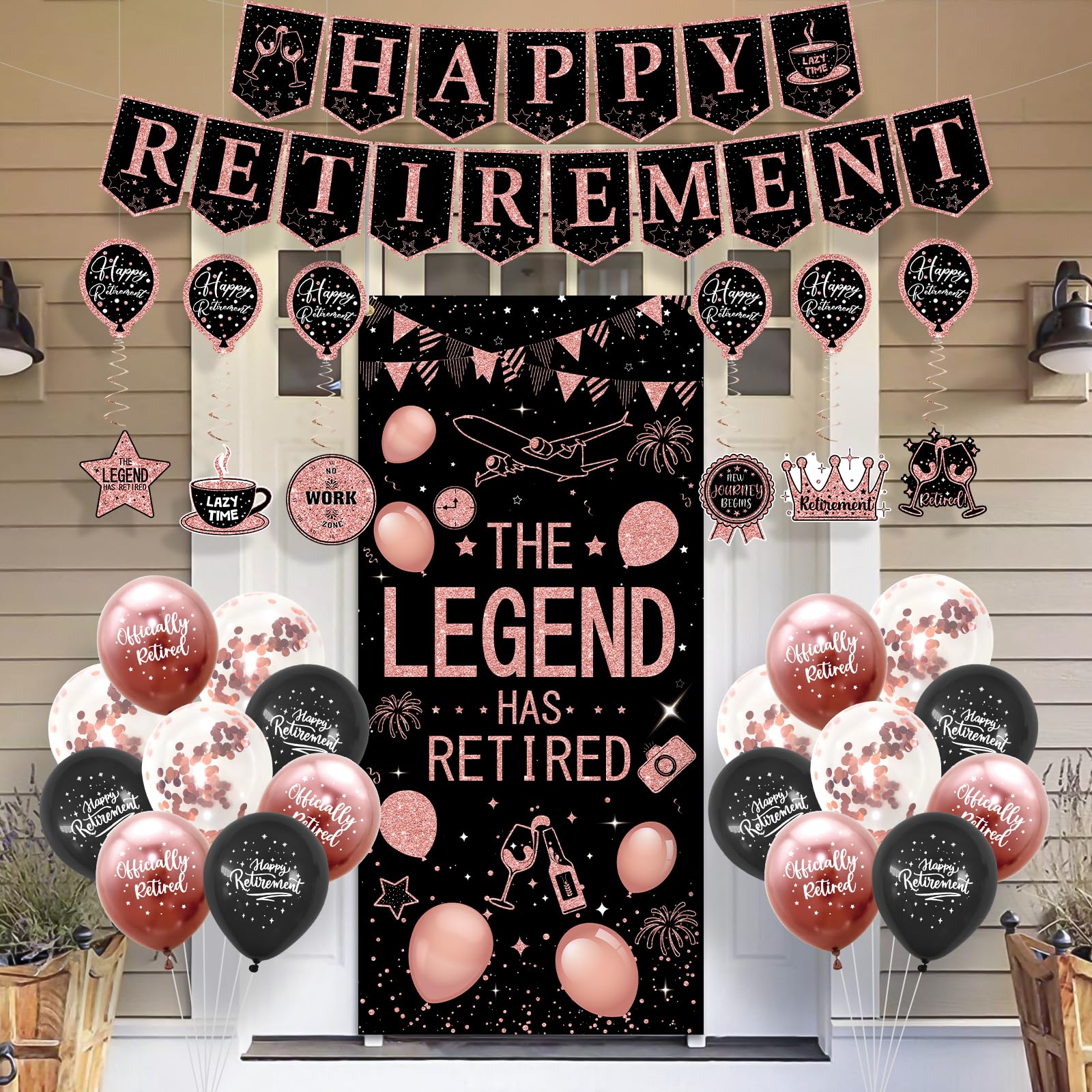Snapklik.com : Retirement Party Decorations Women, Black And Pink Happy ...