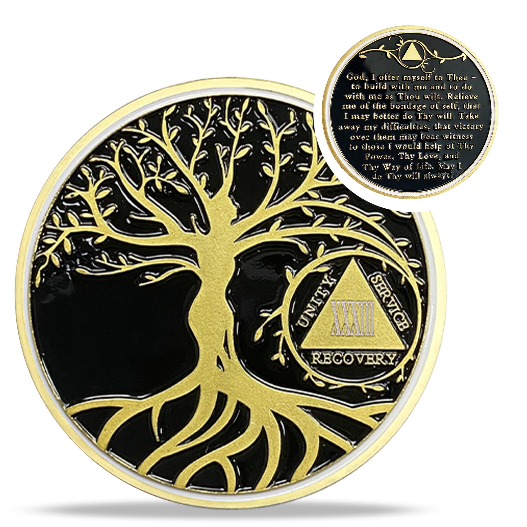 Snapklik.com : 33 Year Sobriety Coin - Gold Tree Of Life AA Coins ...