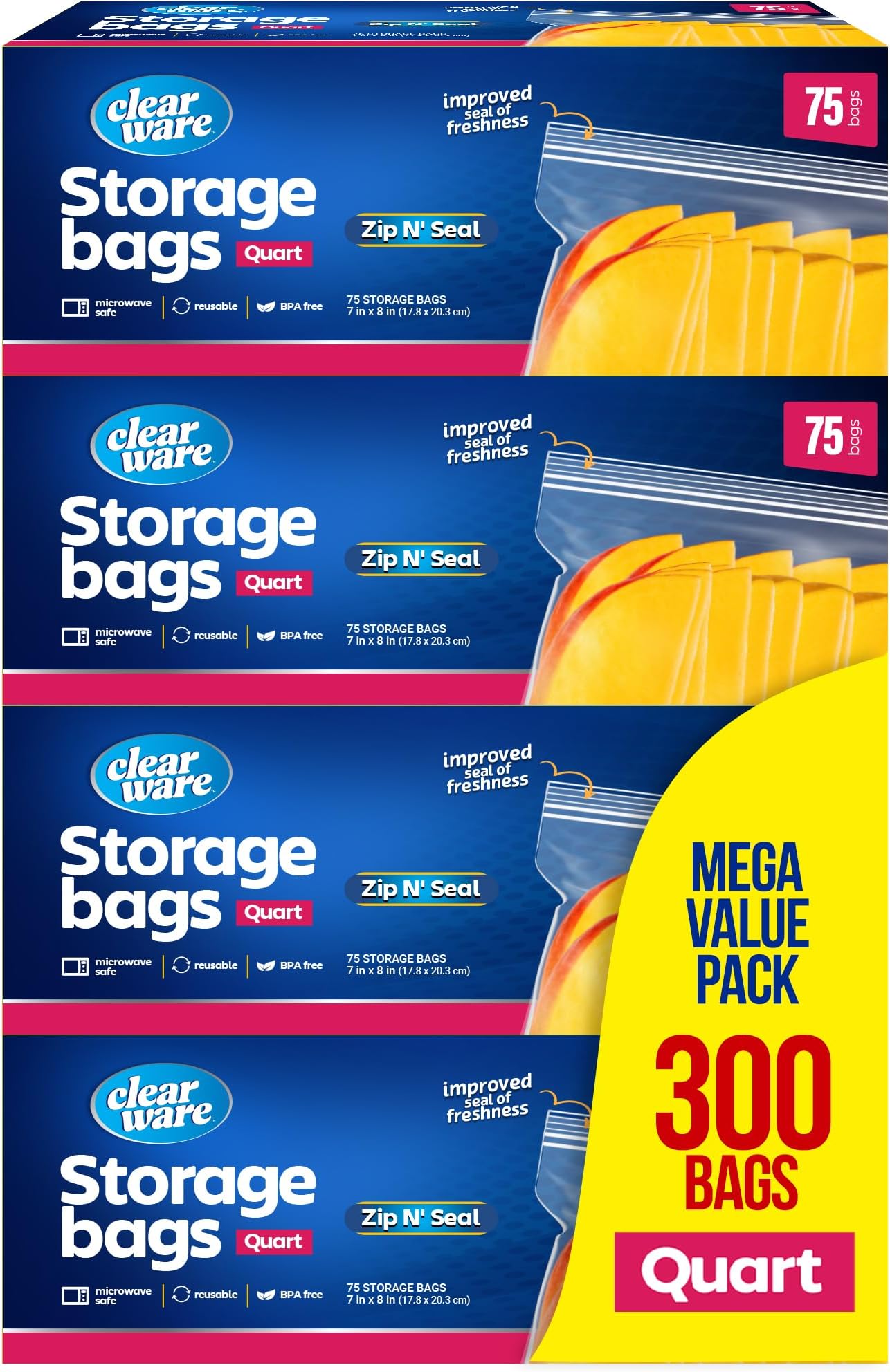 Amazon.com: Ziploc Quart Food Storage Bags, Stay Open Design with Stand ...