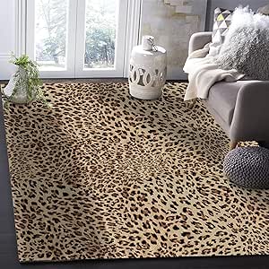 Amazon.com: BSIKIE Sexy Fashion Leopard Pattern Area Rug, Ladies Yellow ...