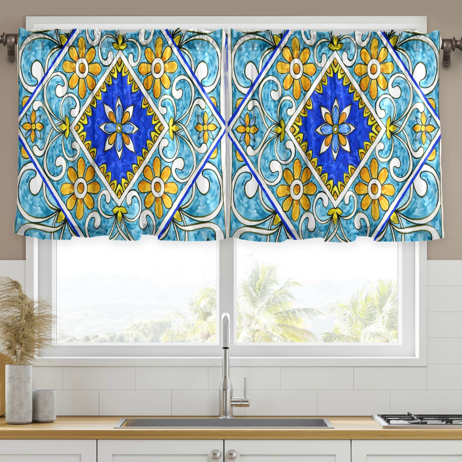 Italian Style Kitchen Curtains Amazon.com: Beach Kitchen Curtains,