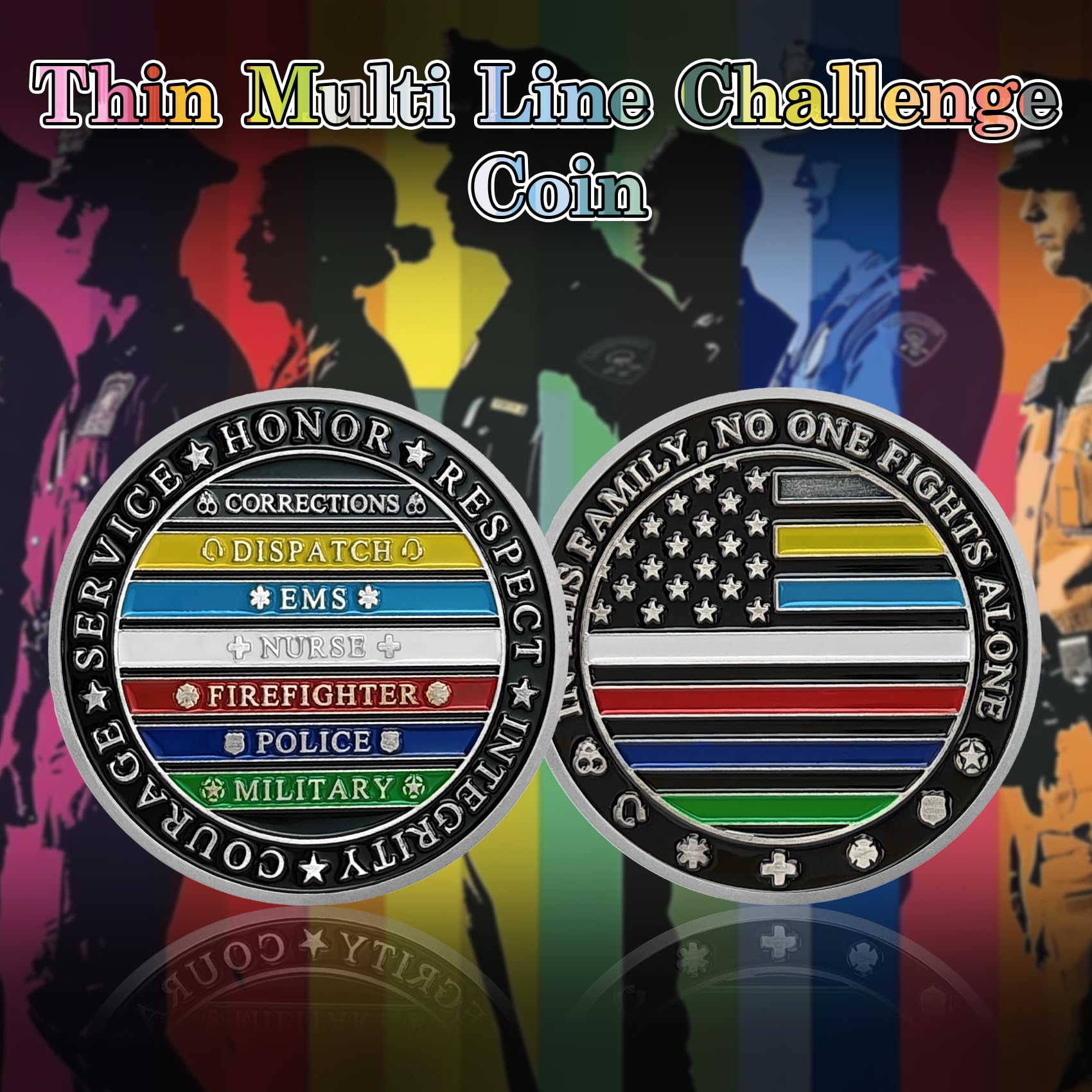 Snapklik.com : Thin Multi Line Challenge Coin - No One Fights Alone ...