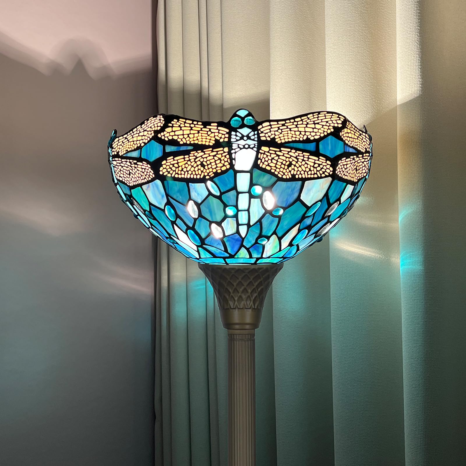 Snapklik.com : ARTZONE Tiffany Torchiere Floor Lamp,Handcrafted Stained ...