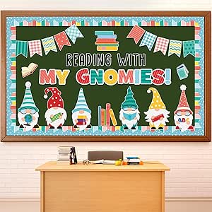 Justforjoyful 57pcs Back to School Gnomes Bulletin Board Set Reading ...