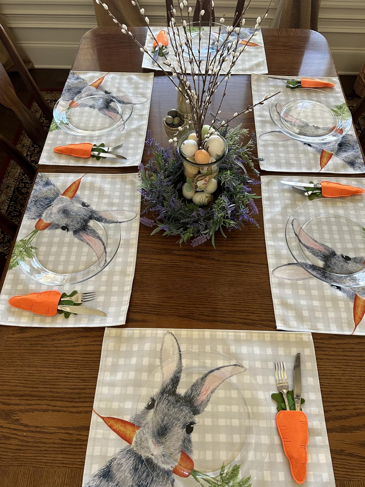 Amazon.com: Easter Carrot Utensil Cutlery Holders Bag Felt Carrot Fork ...