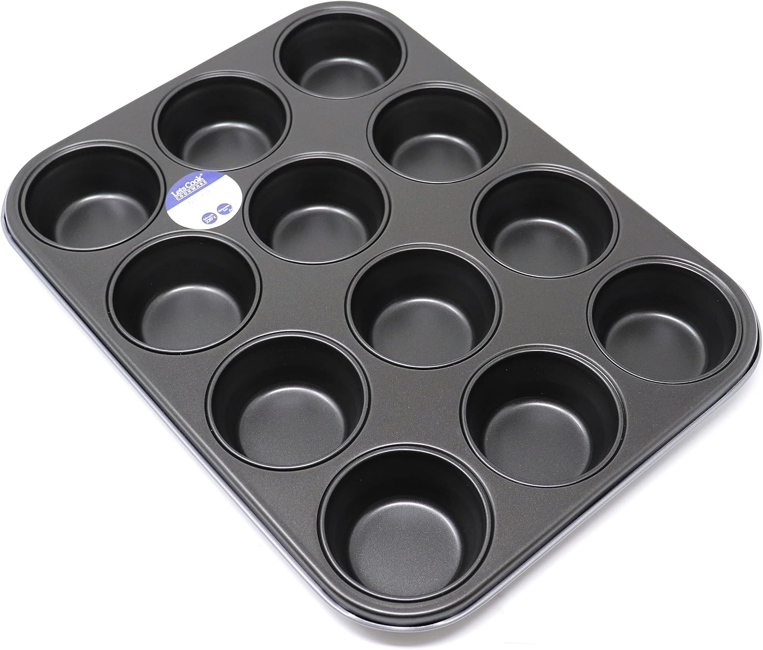 Lets Cook Cookware - 12 Hole Non Stick Muffin Cupcake Tin, for Baking ...