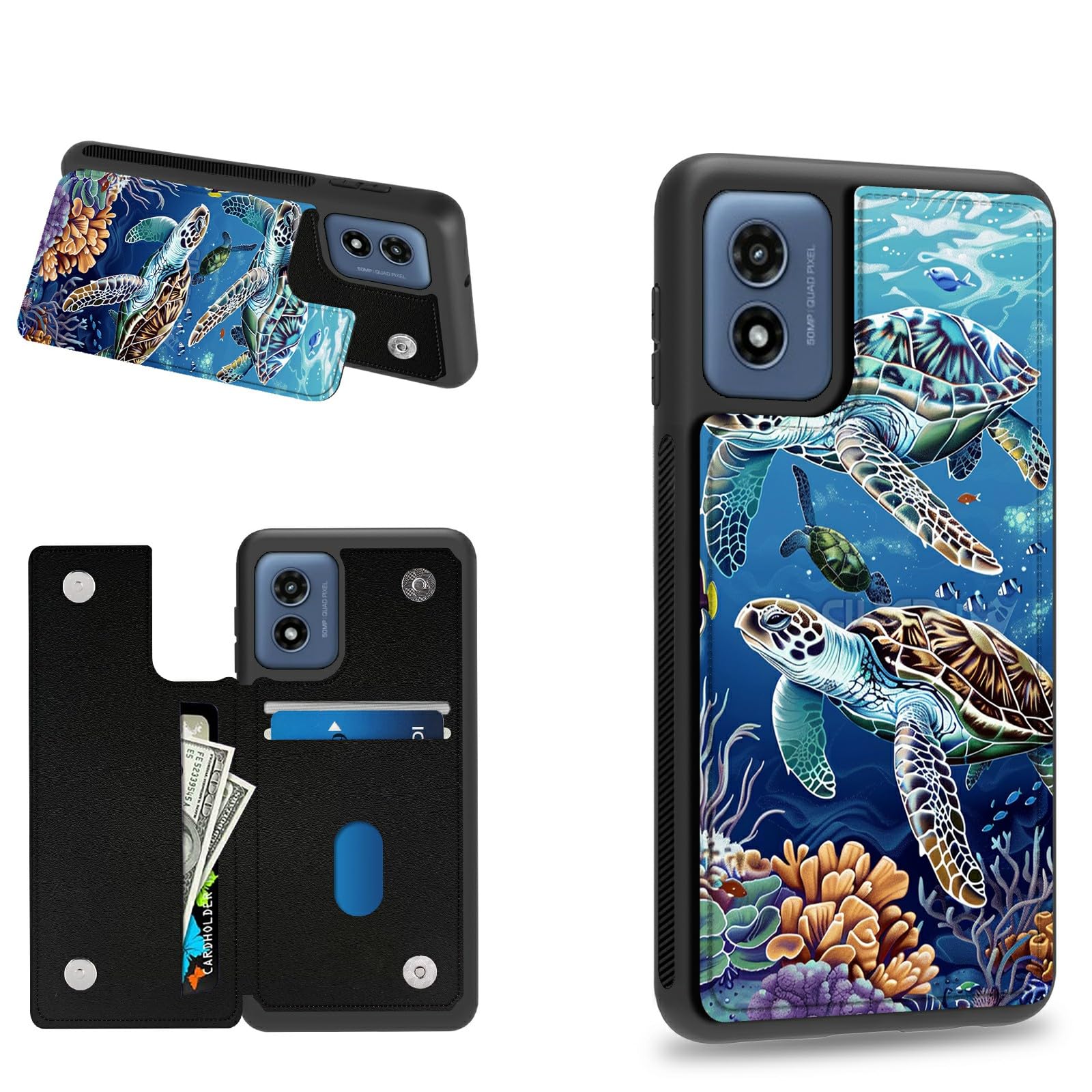Amazon.com: Dikoer Sea Turtle Wallet Case for Moto Edge 5G 2024 6.6 ...