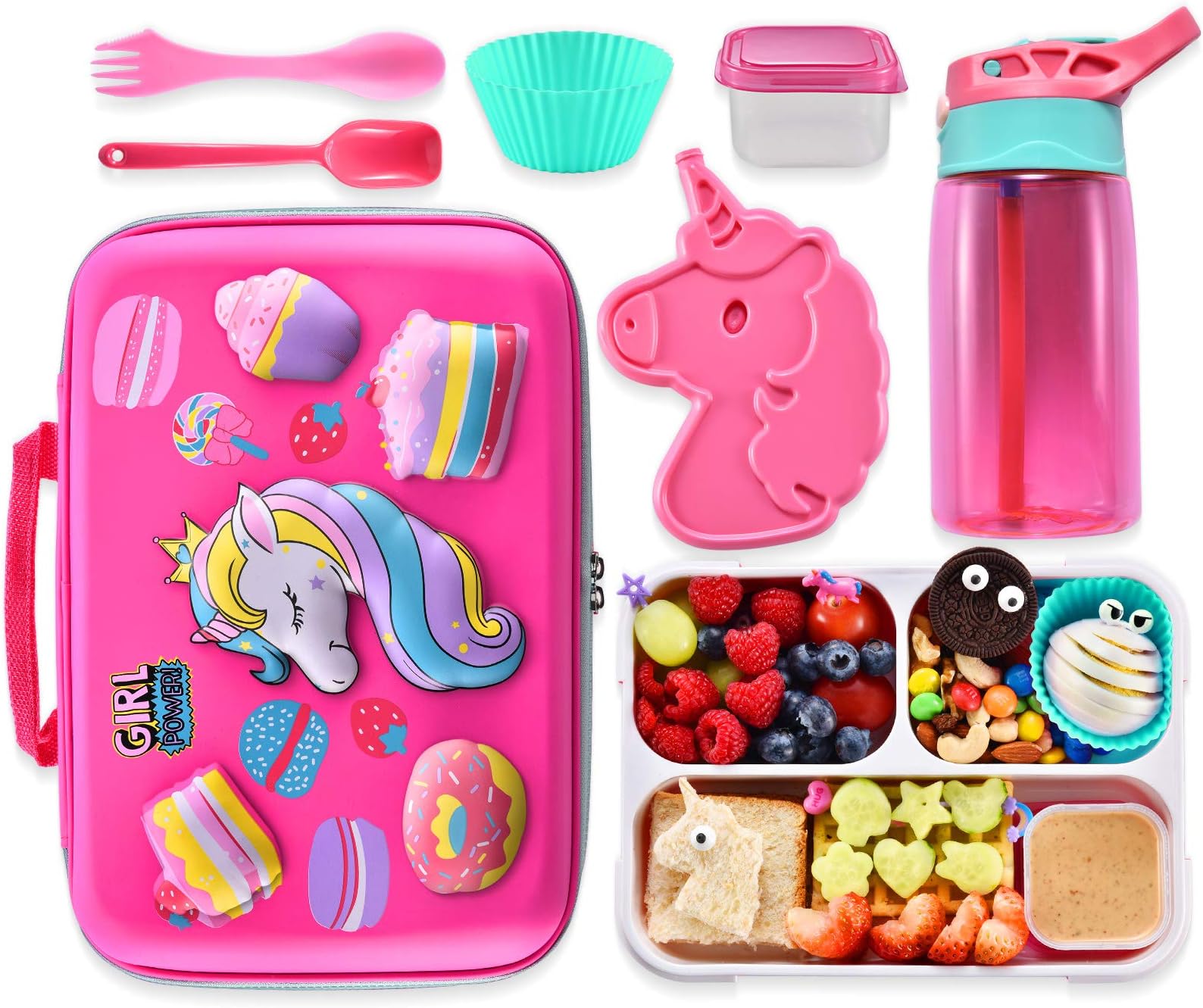Amazon.com: COO&KOO Unicorn Insulated Lunch Box Set with 3 Compartment ...