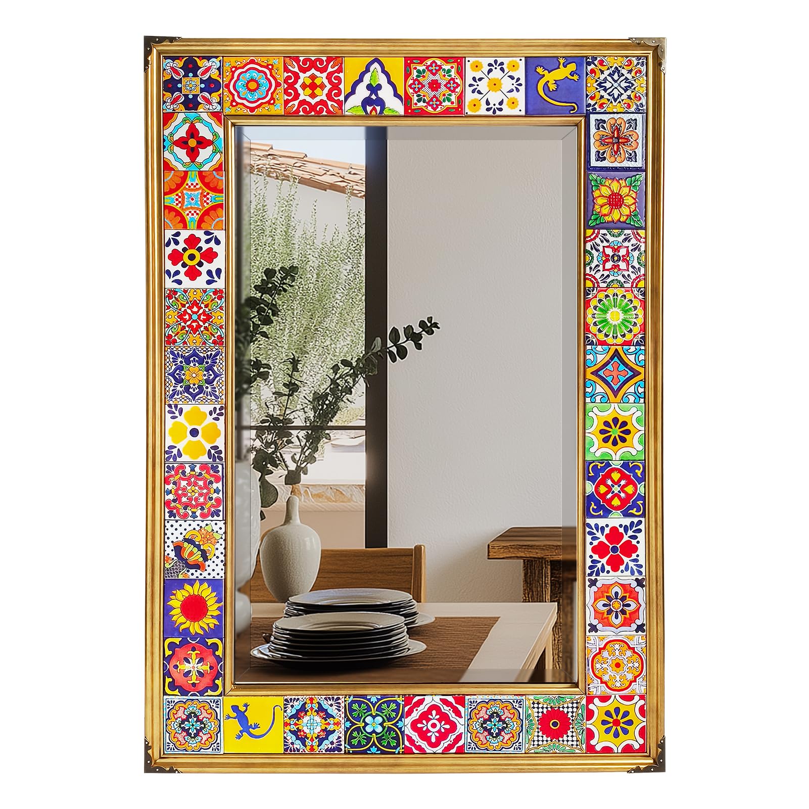 Amazon.com: Mexican Talavera Tile Mirror, 24x36 inch Rectangle Mosaic ...