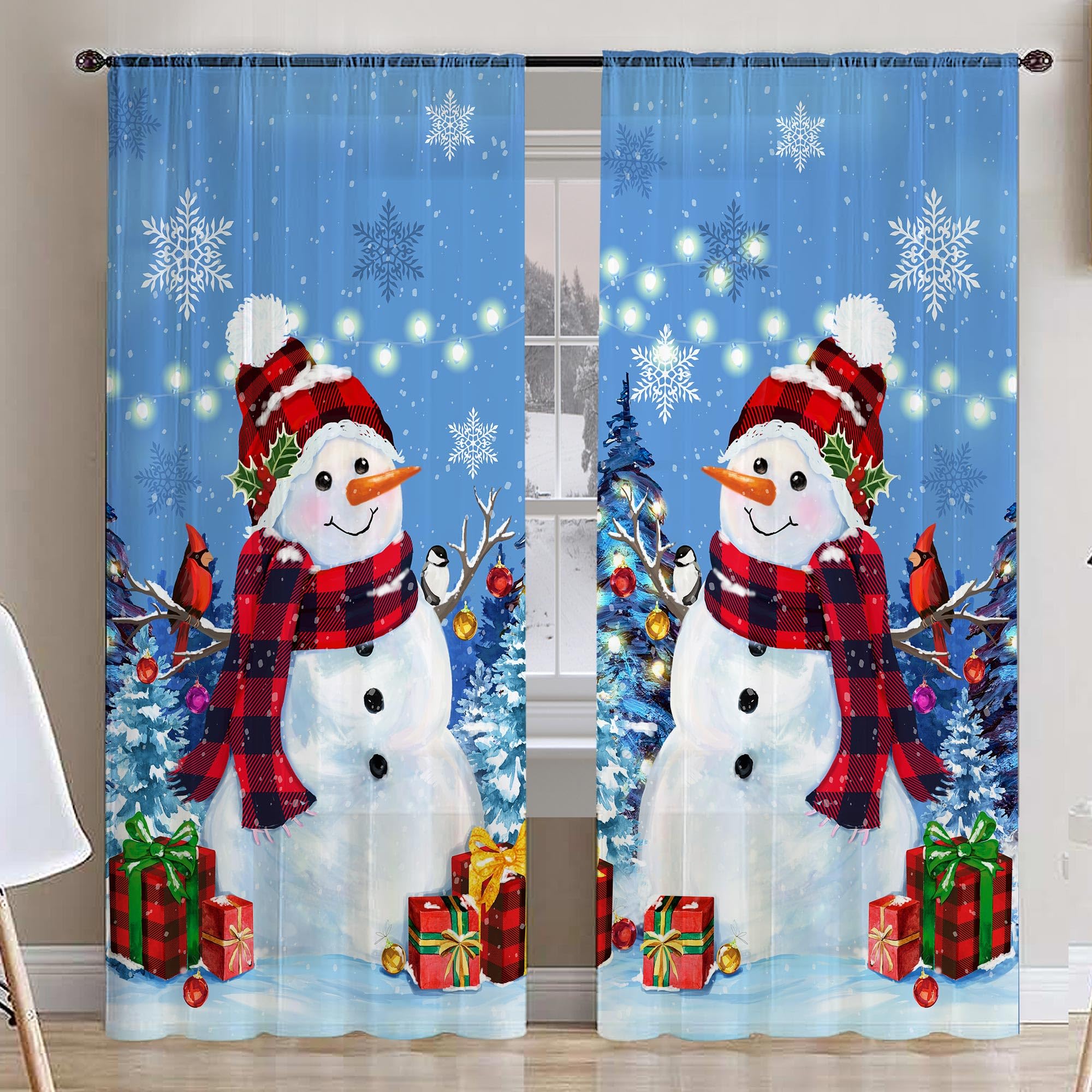 Amazon.com: Christmas Curtains for Living Room, Snowman Christmas ...