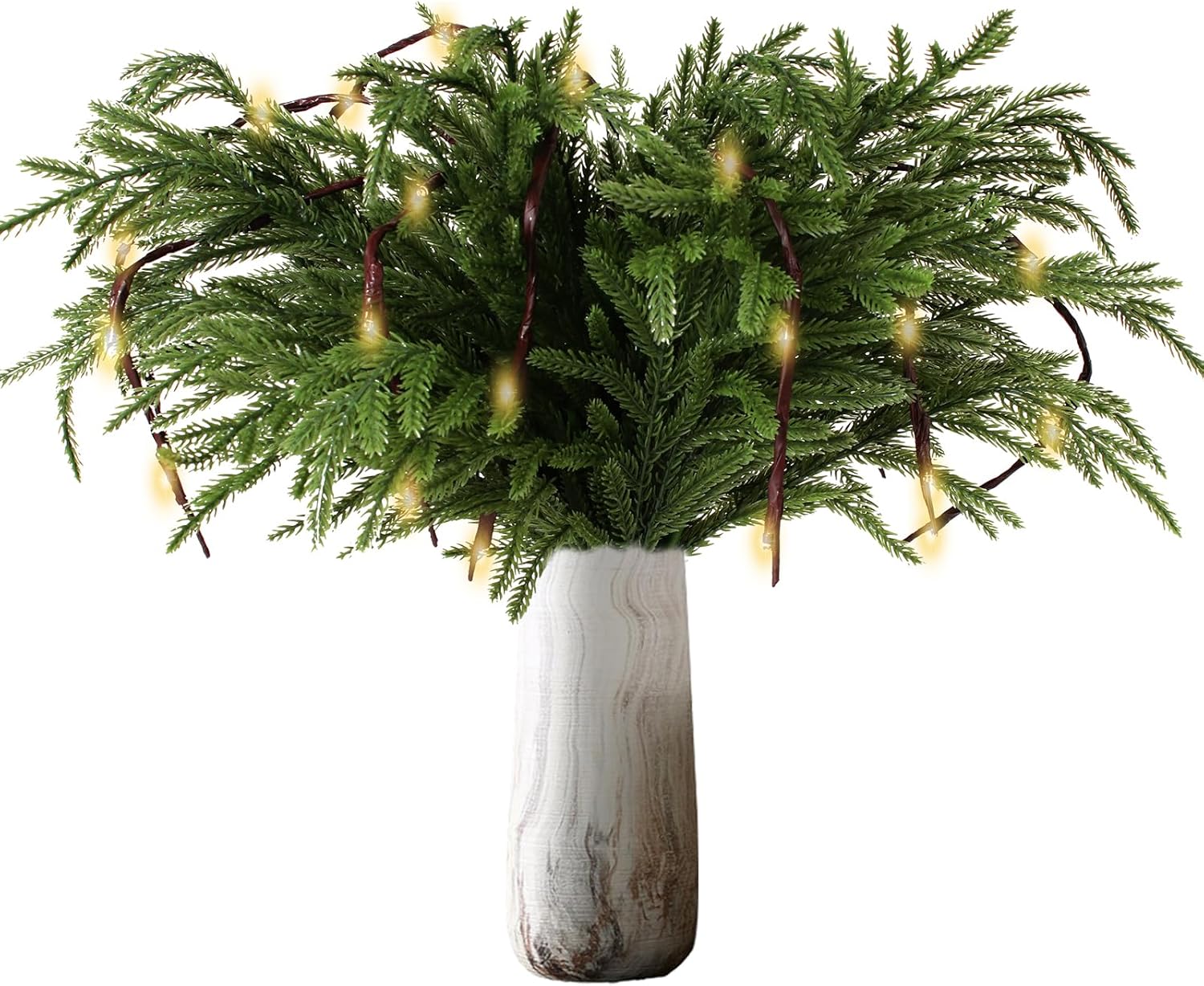 Amazon.com: CIXICM 18 inch Lighted Norfolk Pine Branch Set with LED ...