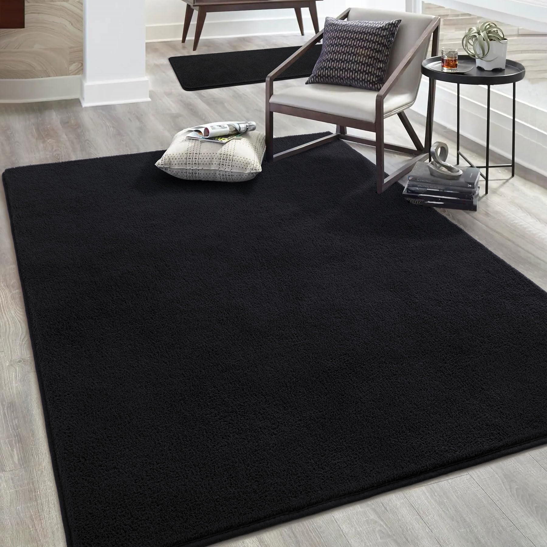 Amazon.com: Keeko 2x3 Black Area Rugs for Bedroom Living Room, Soft ...