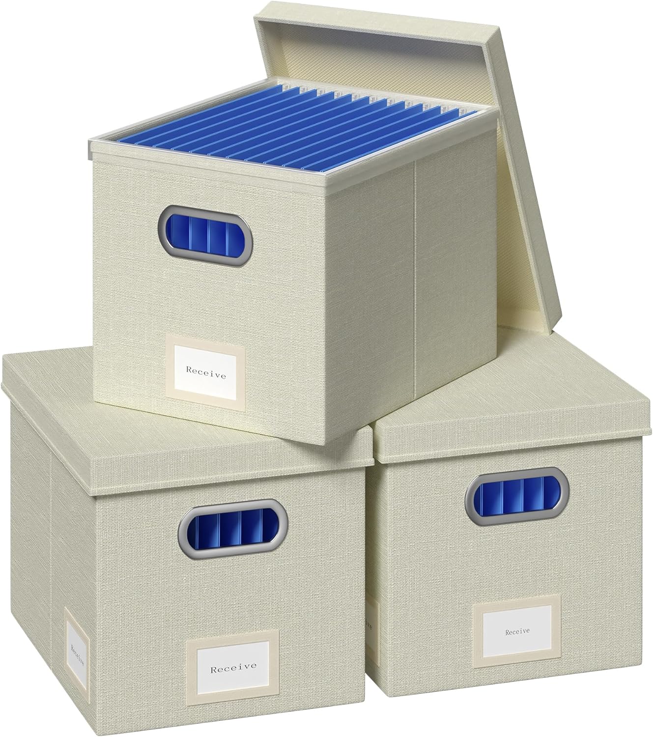 Amazon.com: GRSQYS File Storage Box with Lids -3 Pack File Boxes for ...