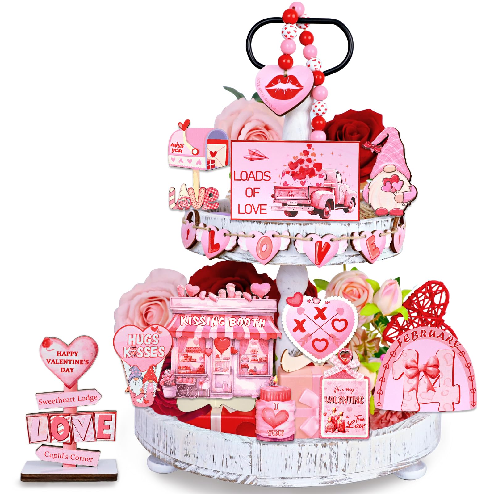 Amazon.com: 21 Pcs Valentine's Day Tiered Tray Decor-Valentine ...