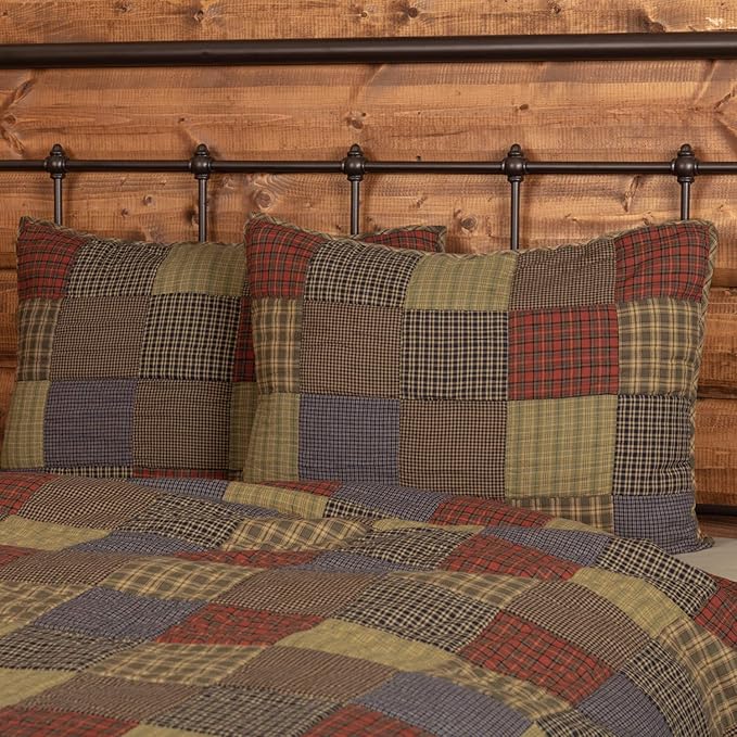 Amazon.com: VHC Brands Rustic Bedding Ridge Cotton Patchwork Sham ...