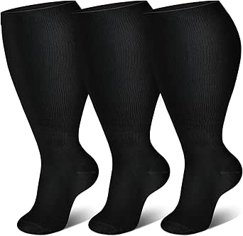 Amazon.com: Genovega 3 Packs Wide Calf Compression Socks for Women Men Knee Hight S/M-4XL for ...