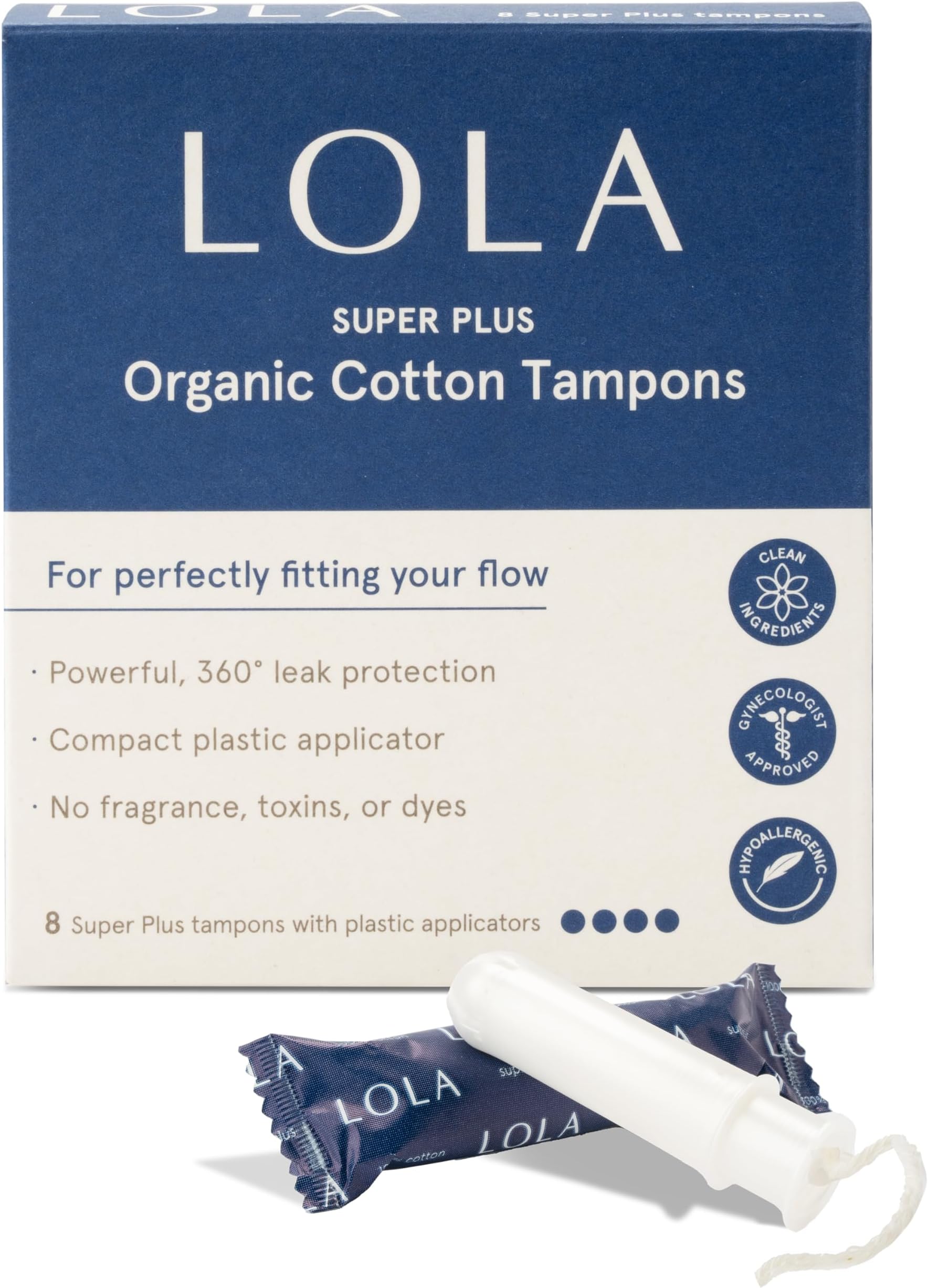 Amazon.com: LOLA Organic Cotton Tampons, 8 Count - Super Plus Non-Toxic ...