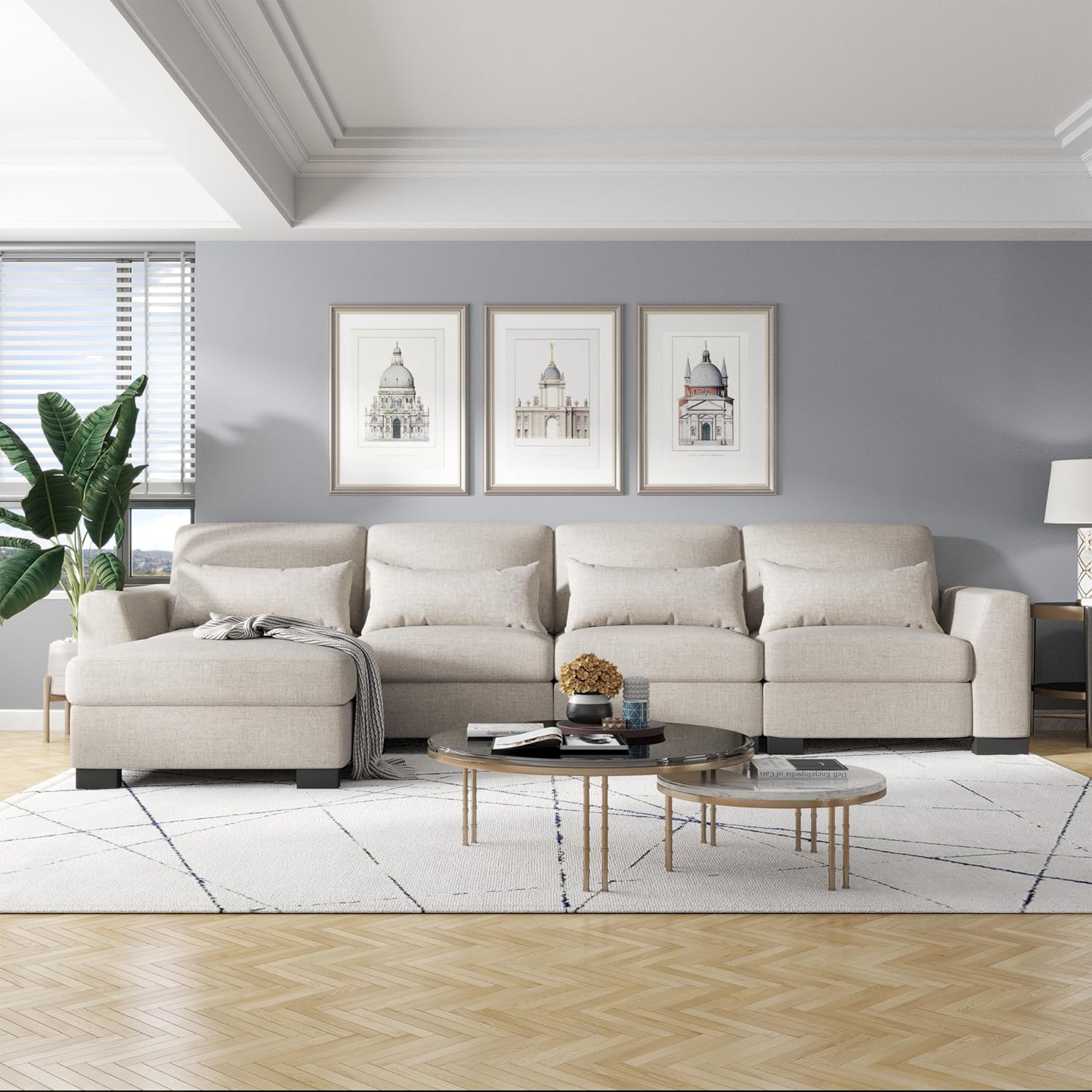 Amazon.com: Lonkwa Modular Sectional Sofa - 130" Convertible Sectional ...