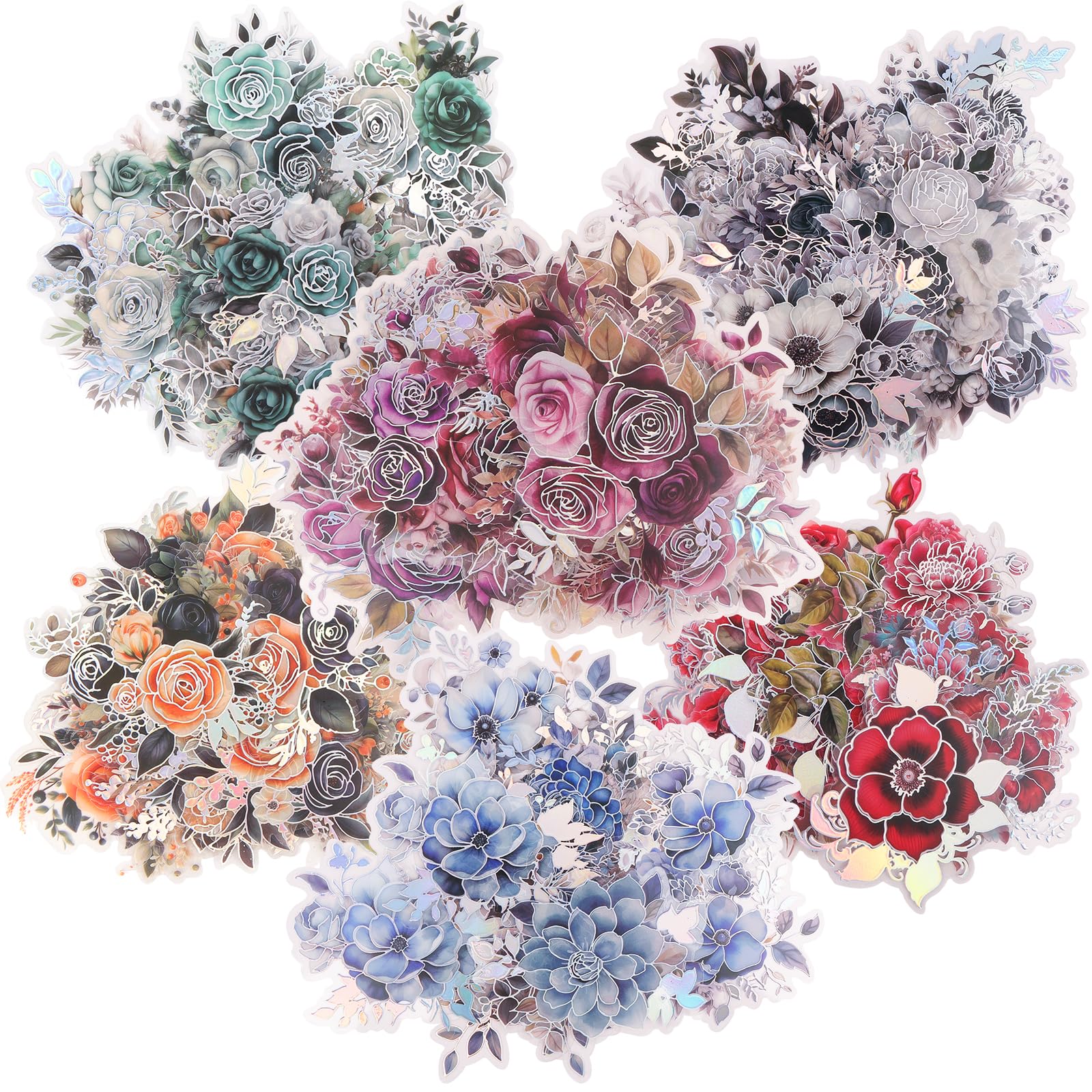 Amazon.com: MXJSFXF Large Size Flower Sticker Set （120 Pieces） with ...