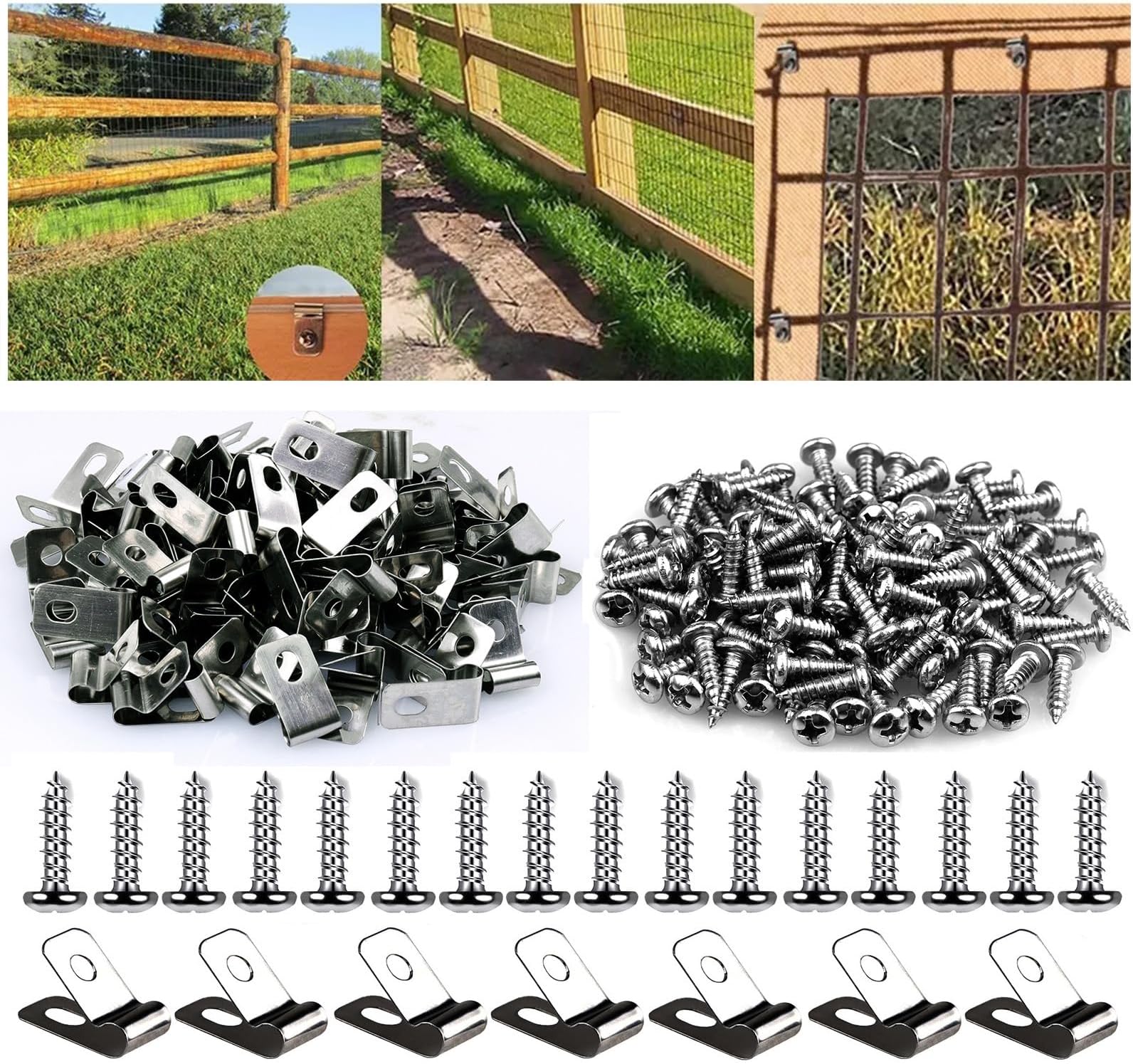 200Pcs Fence Wire Clamps with 200Pcs Screws, Livestock Fencing clips ...
