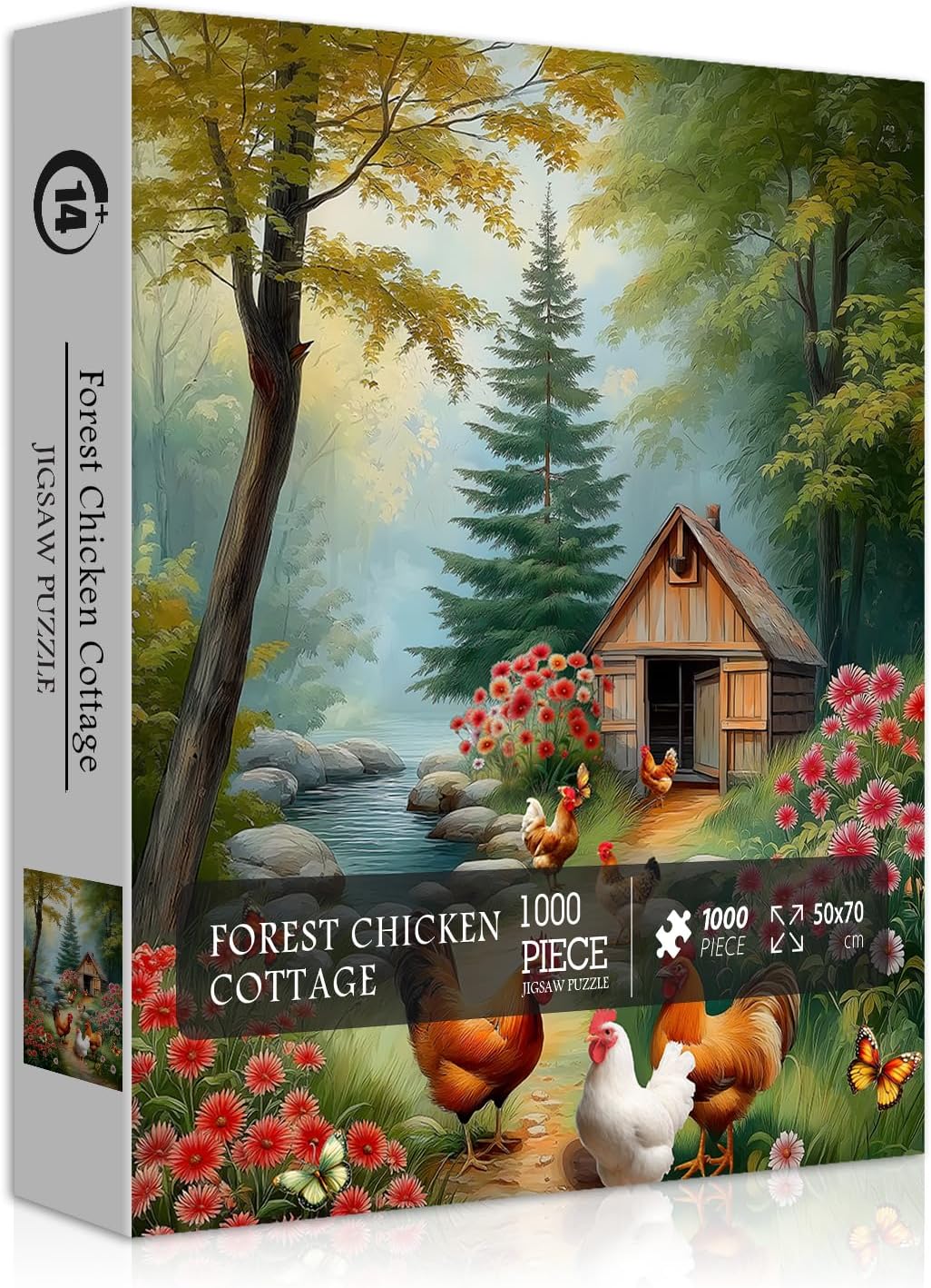 Amazon.com: Chicken Family Puzzles for Adults 1000 Pieces, Nature Forest Plant Animal Flower ...
