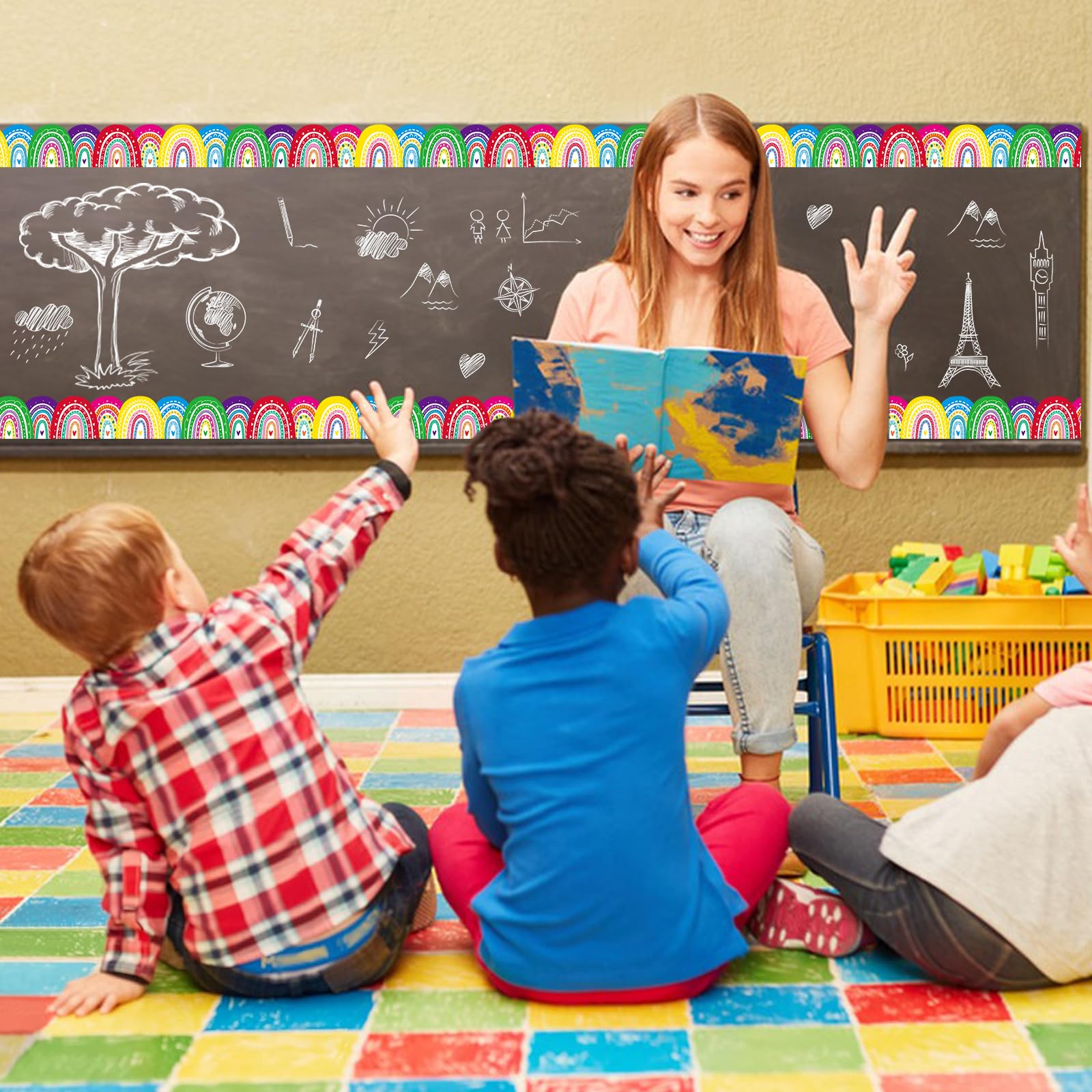 Snapklik.com : 65.6 Feet Rainbow Bulletin Board Borders, Colorful ...