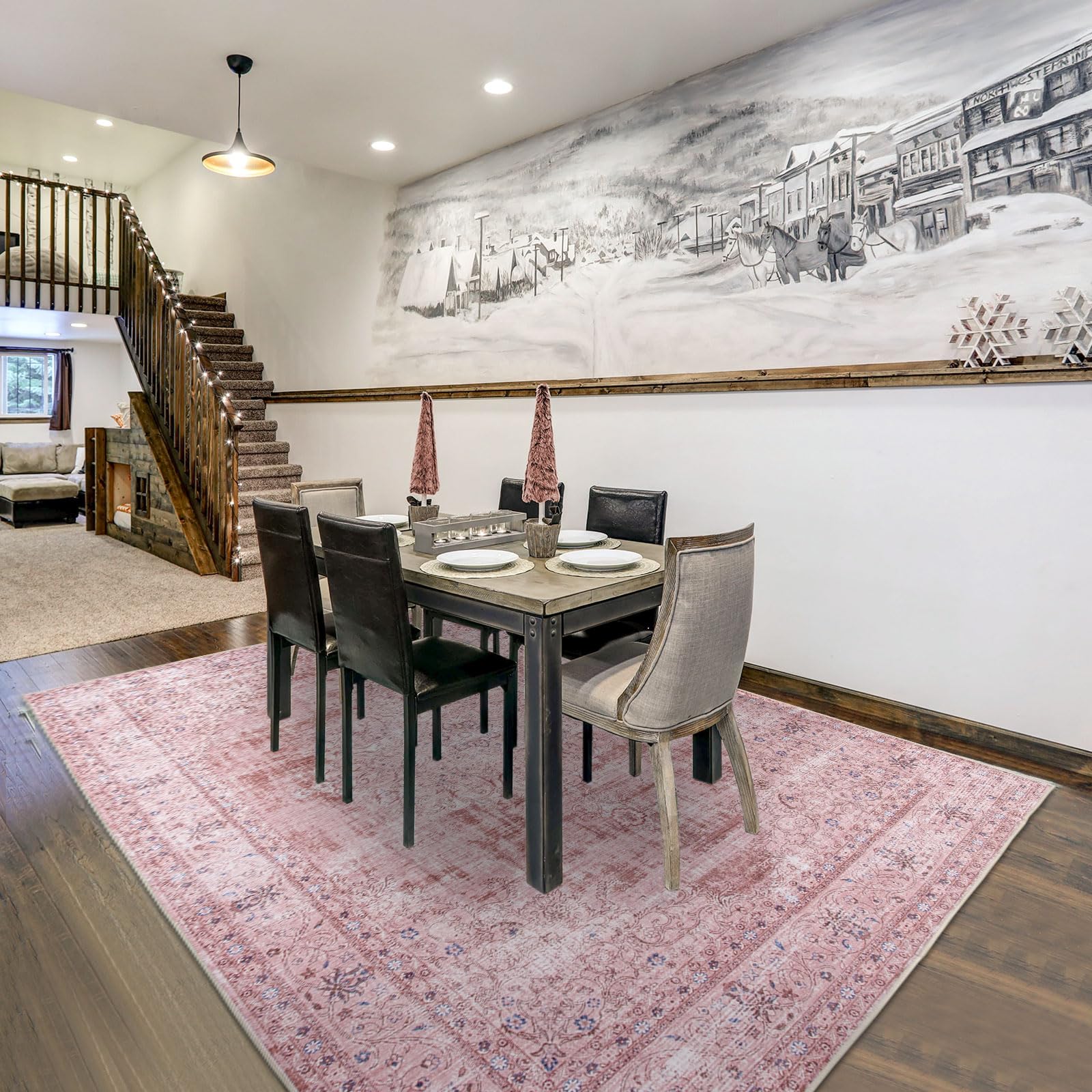 DECOMALL Kalina Washable Area Rugs, Bohemian Vintage Foldable Carpet ...