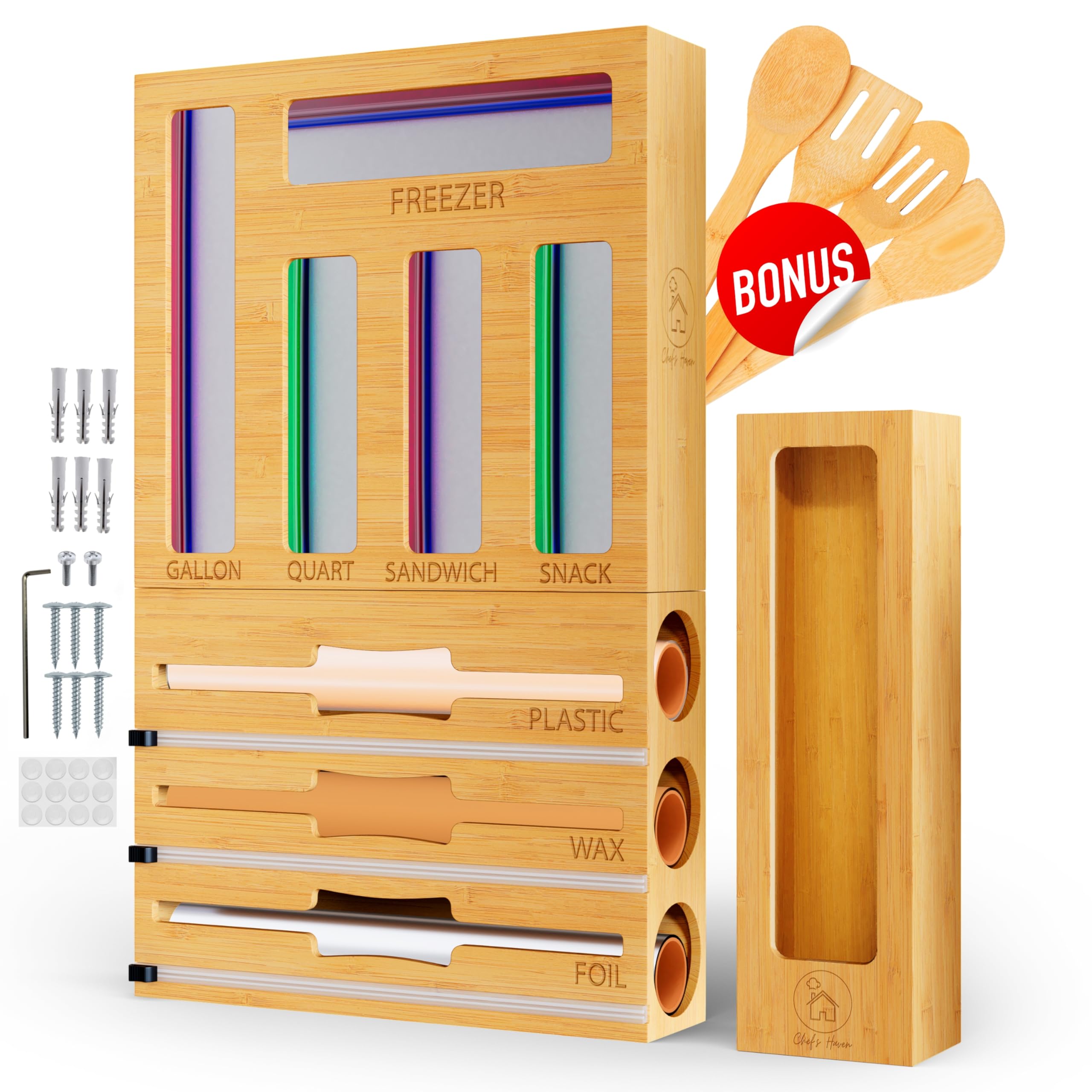 Amazon.com: Chef's Haven 9 IN 1 Storage Bag Organizer, Foil and Plastic ...