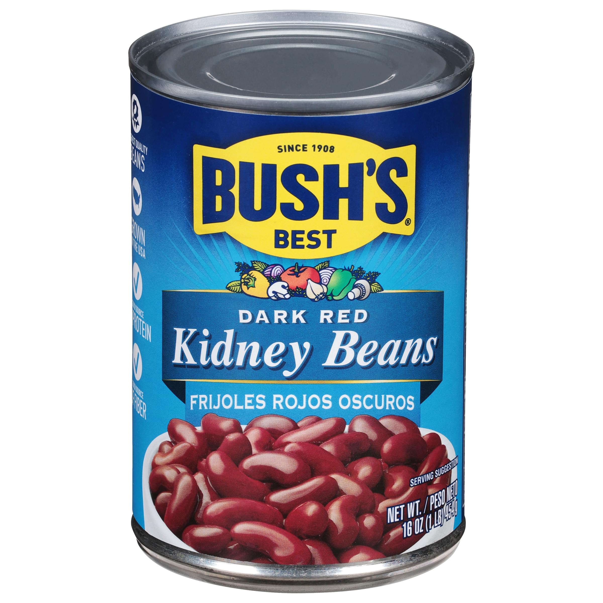 Amazon.com : BUSH'S BEST 16 oz Canned Dark Red Kidney Beans, Source of ...