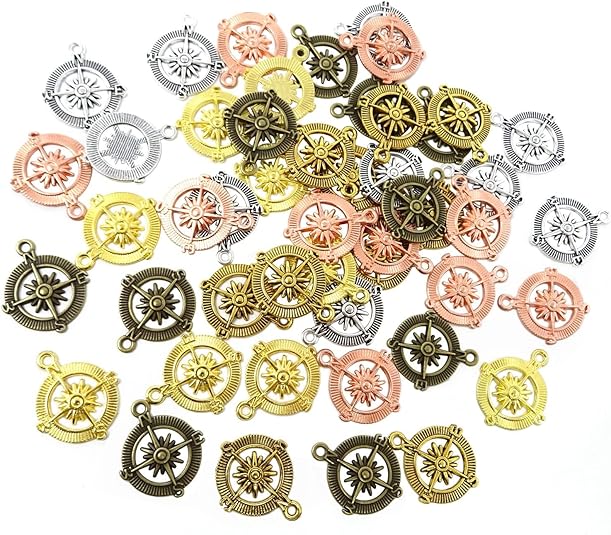 Amazon.com: "50PCS Creative Compass Shape Alloy Charms Vintage Pendant ...