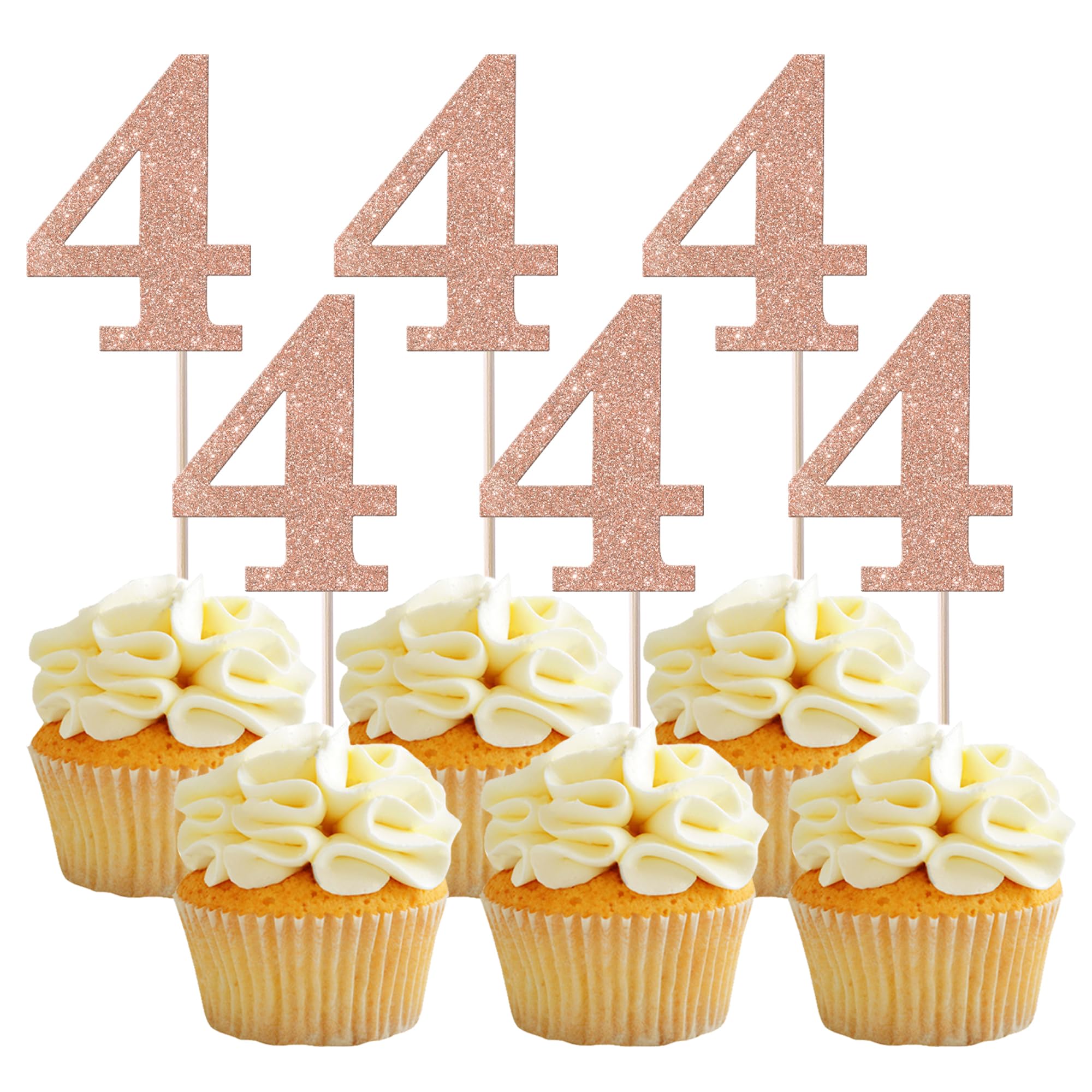 Amazon.com: Rsstarxi 36 Pack Number 4 Cupcake Toppers 4th Birthday ...