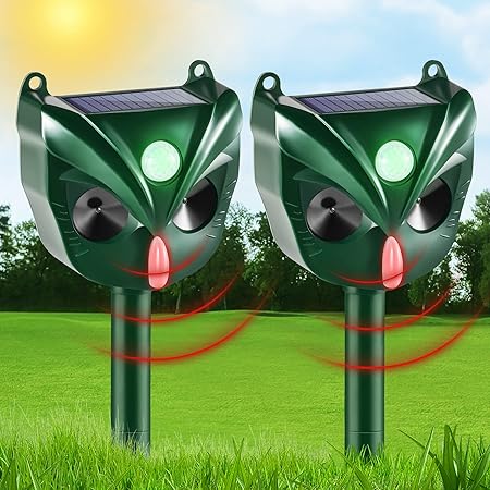 Amazon.com: 2 Pack Ultrasonic Animal Repeller Solar Powered Outdoor ...