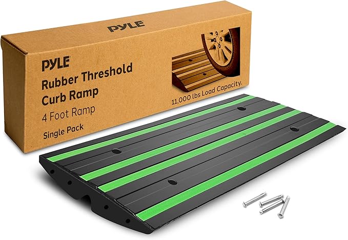 Amazon.com: Pyle 4 ft. Rubber Threshold Curb Ramp, Heavy Duty, Non-Slip ...