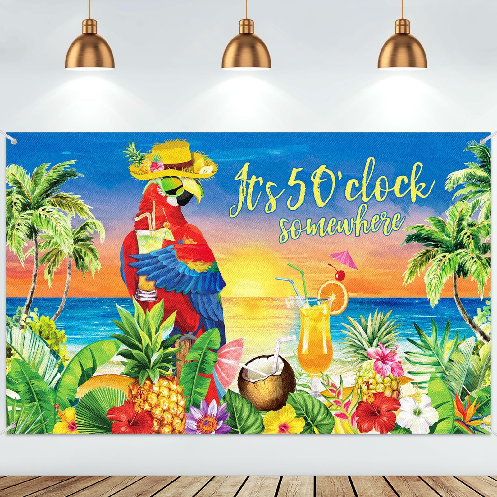 Amazon.com: Mixweer It's 5 O'Clock Somewhere Backdrop Parrot Summer ...