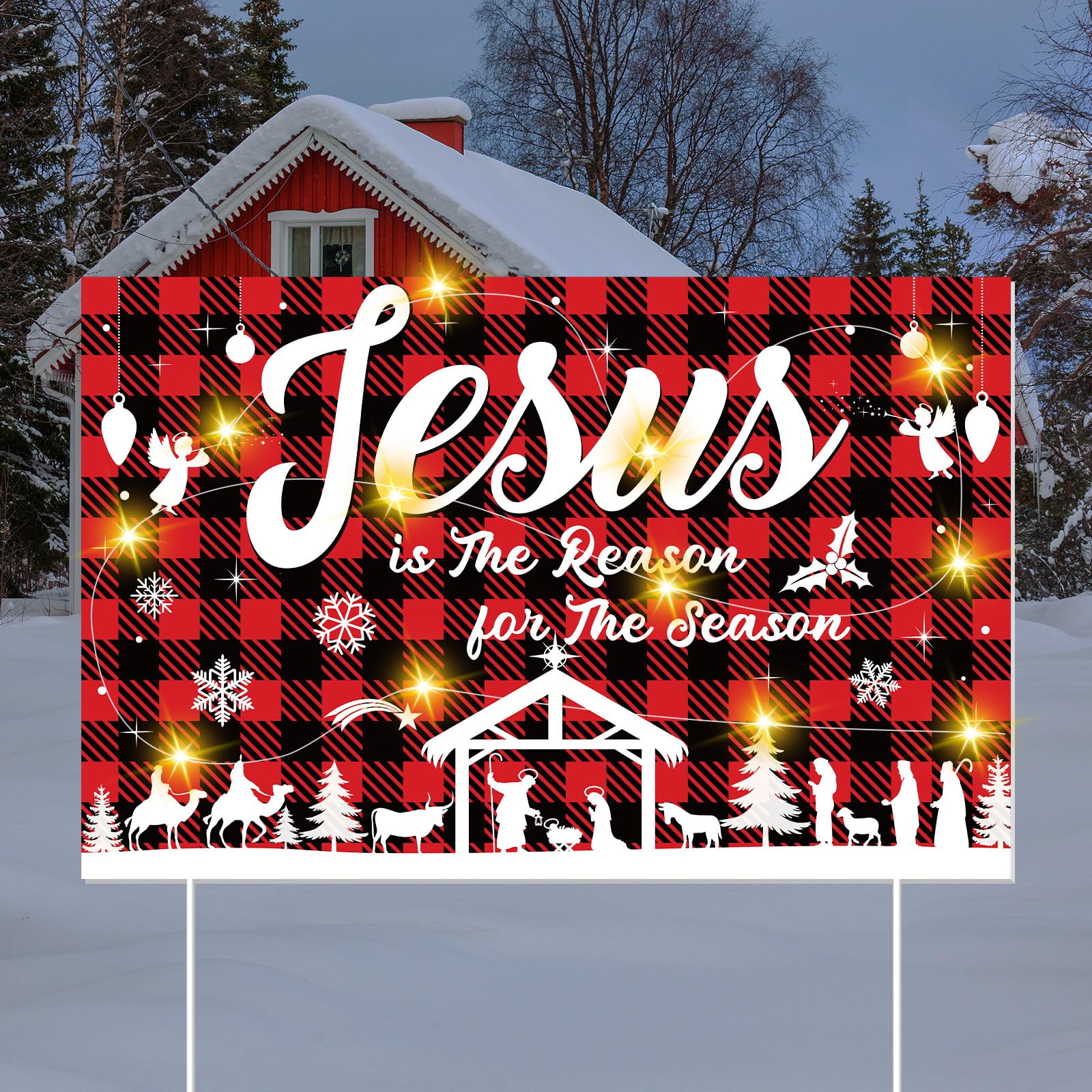 Amazon.com : Jesus Is The Reason for The Season Yard Sign with LED ...
