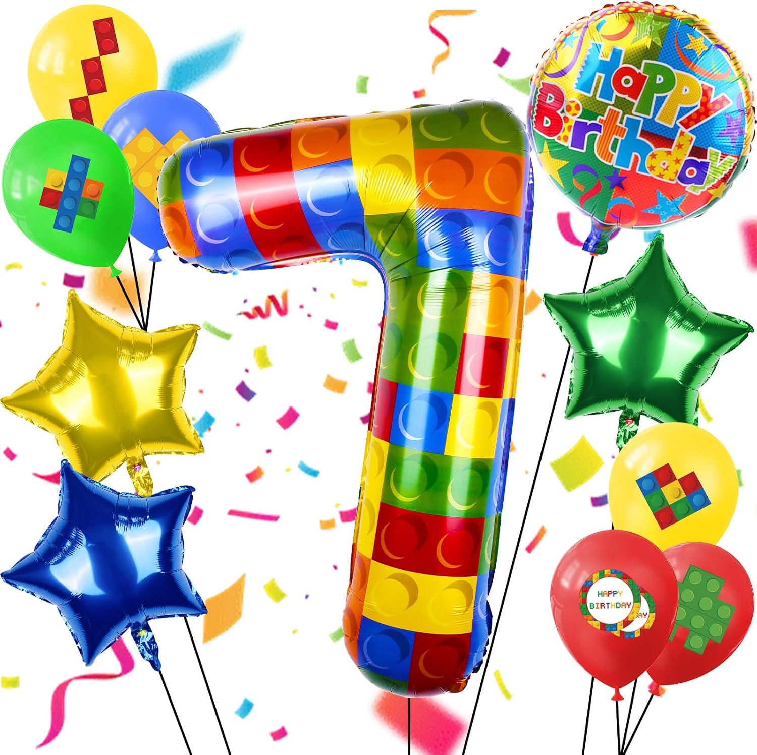 Amazon.com: 40 Inch Building Block Number Balloon, Colorful Number ...