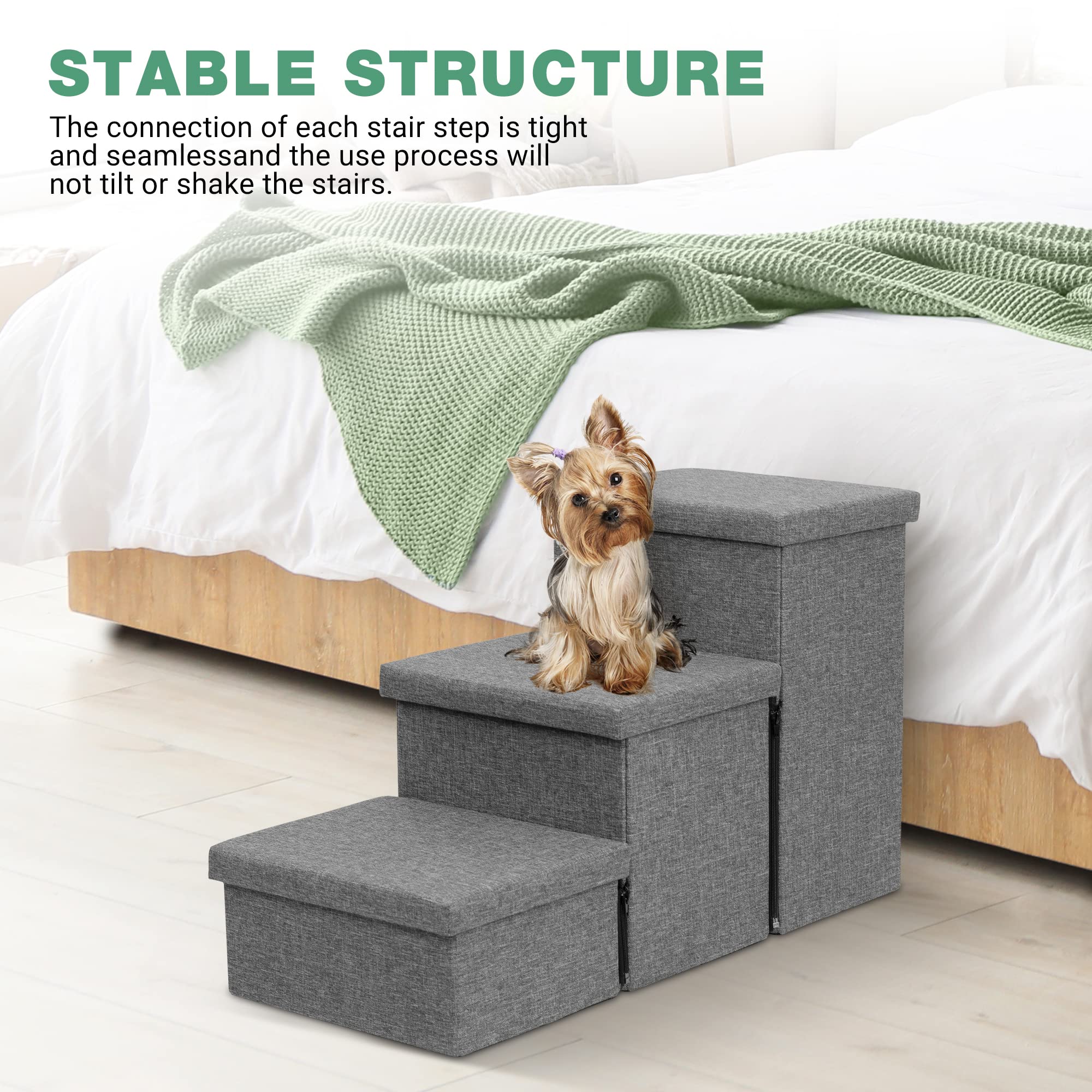 Snapklik.com : Dog Stairs For Small Dogs - Foldable Pet Steps