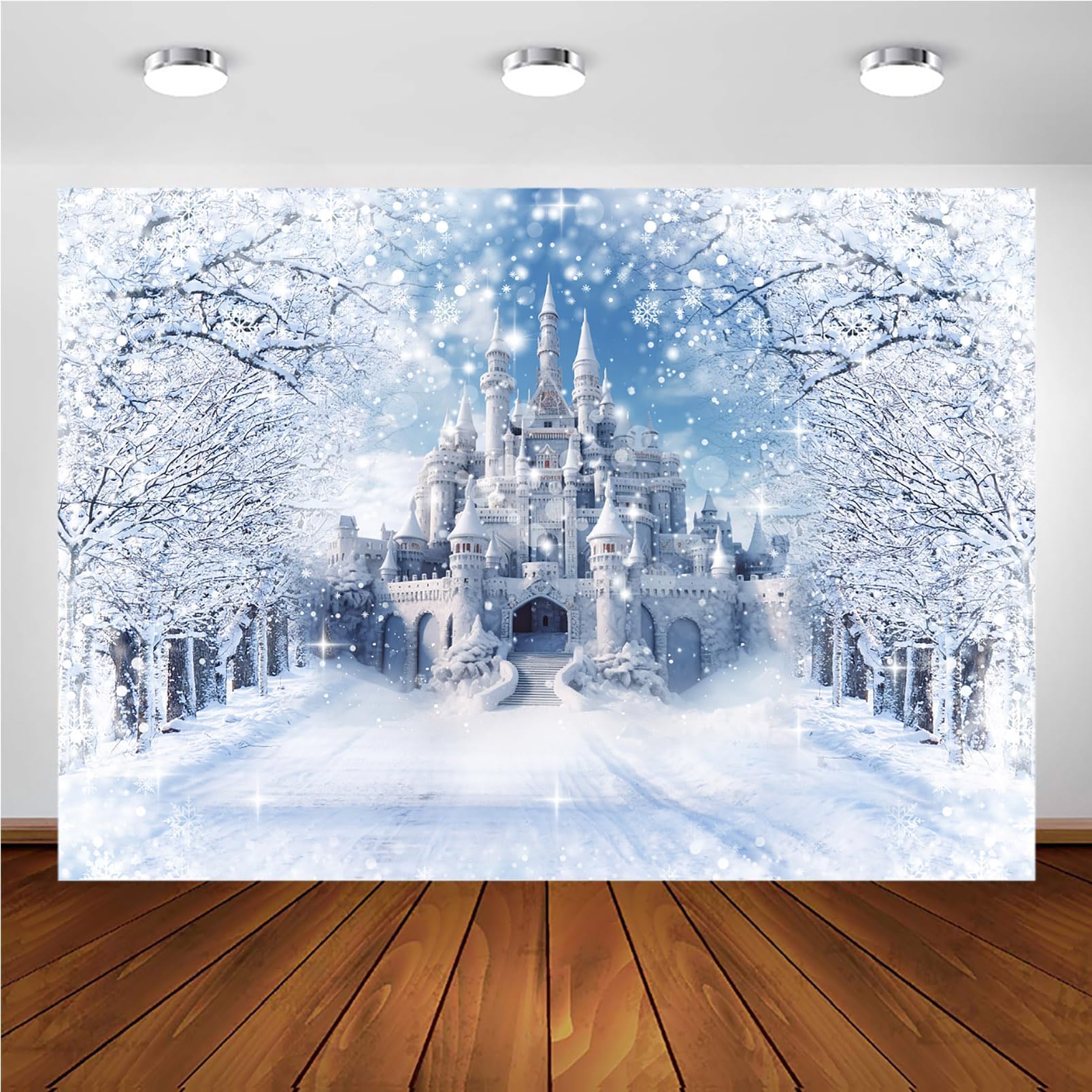 Amazon.com : Avezano Winter Backdrops Winter Snowflake Forzen Castle ...