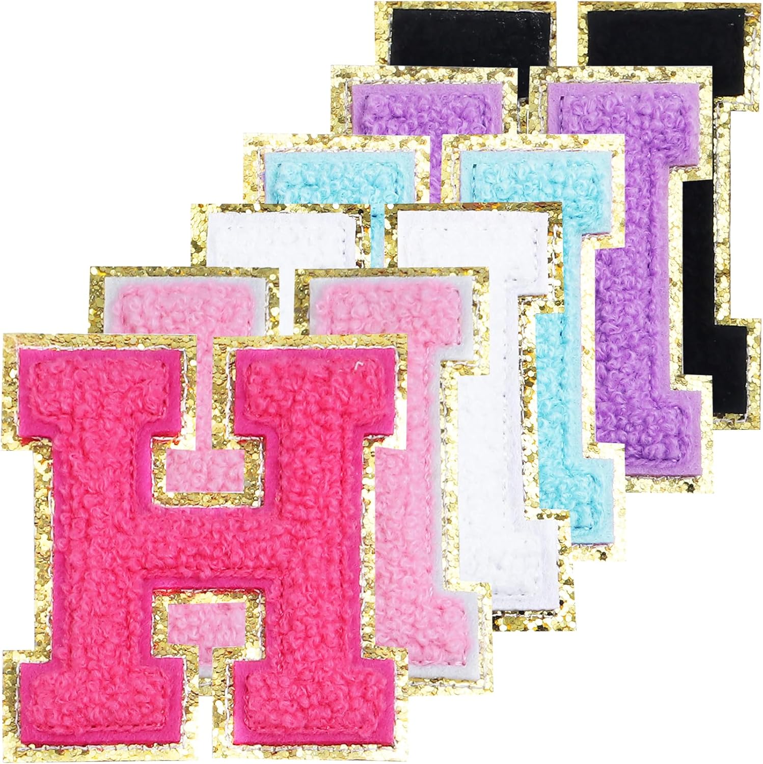 Amazon.com: 6Pcs 3.1 Inch Iron on Chenille Letter Patches, Glitter ...