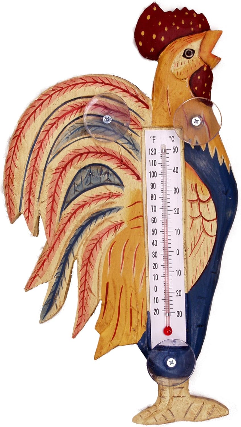 Amazon.com : Bobbo Inc Small Rooster Thermometer : Outdoor Thermometers ...
