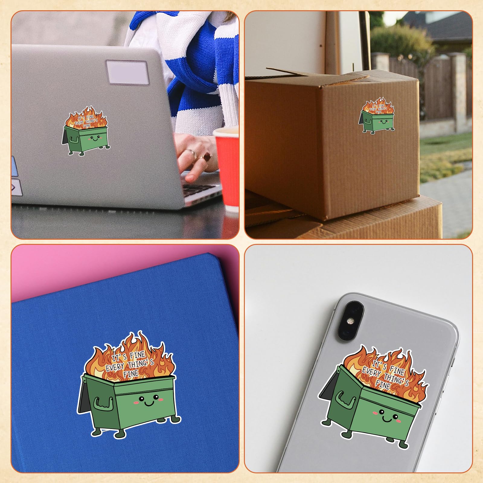 Snapklik.com : 5pcs Dumpster And Fire Stickers, 2.75x2.75 Inch Creative ...