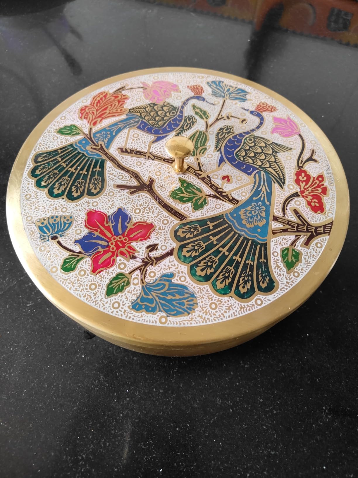 Akshata (09 Handcrafted Brass Spice Box For Kitchen With Spoon (7 ...