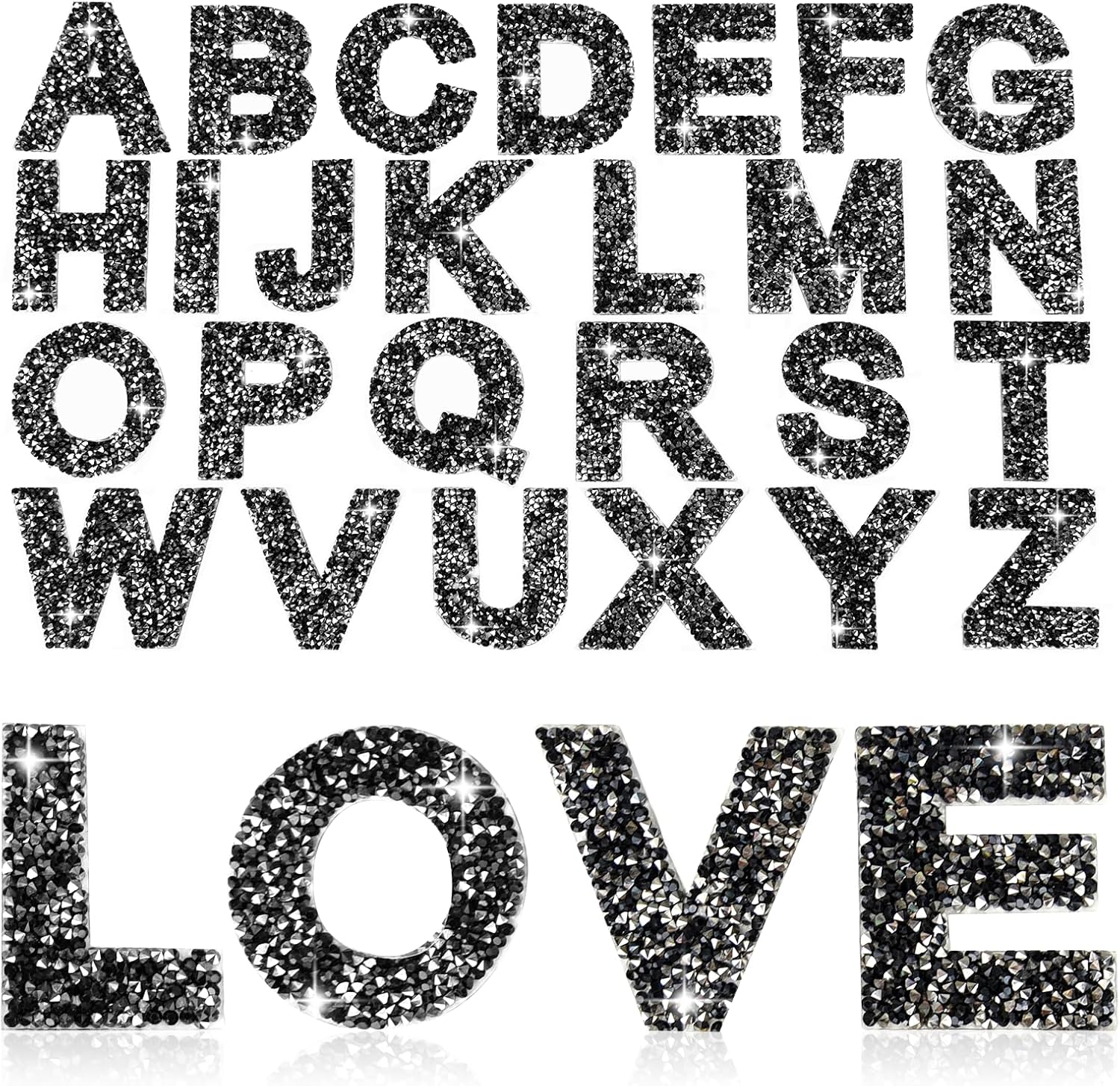 Amazon.com: Morcheiong 26Pcs Rhinestone Letter Patches A-Z, Self ...