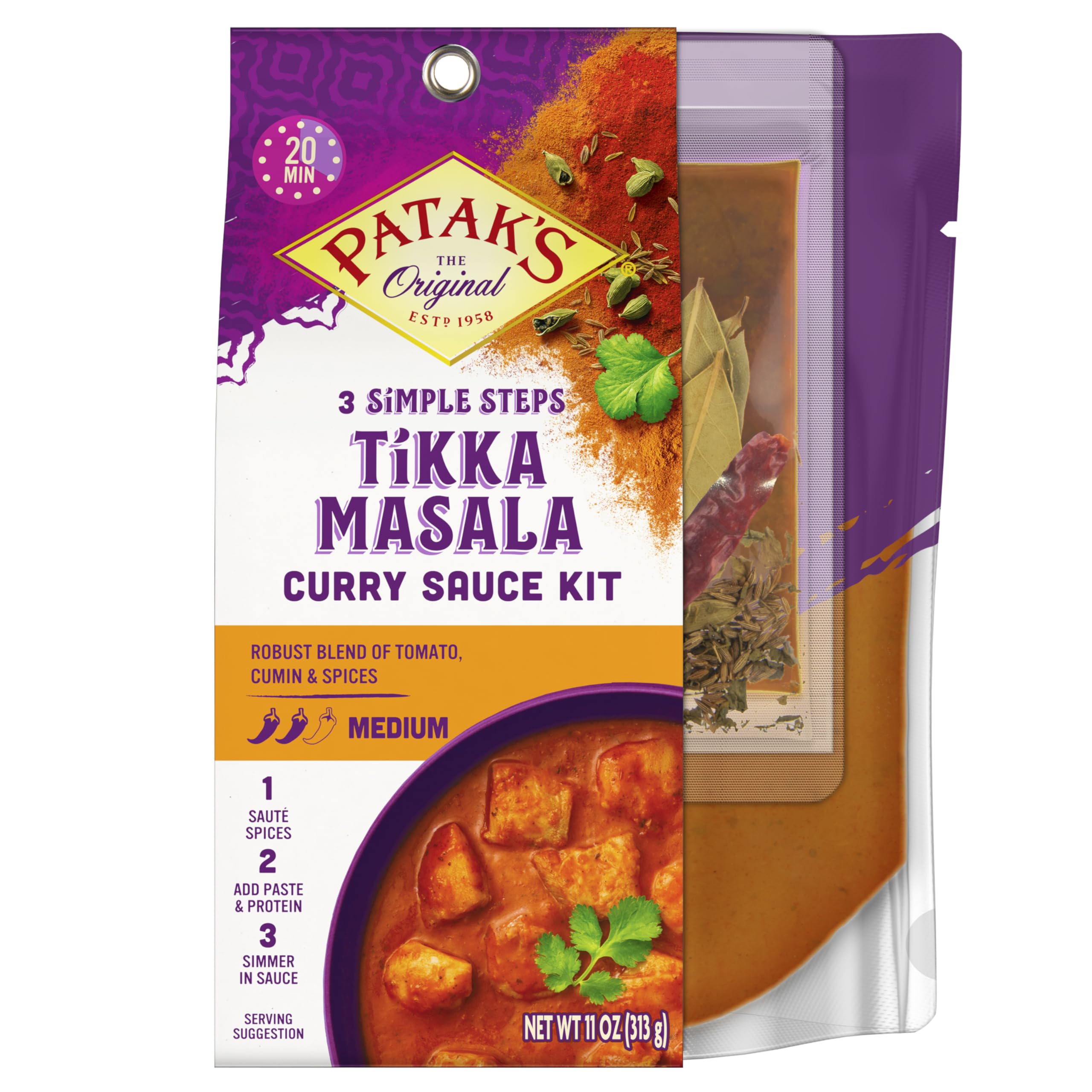 Snapklik.com : Pataks Tikka Masala Curry Sauce 3-Step Kit, Pre-measured ...